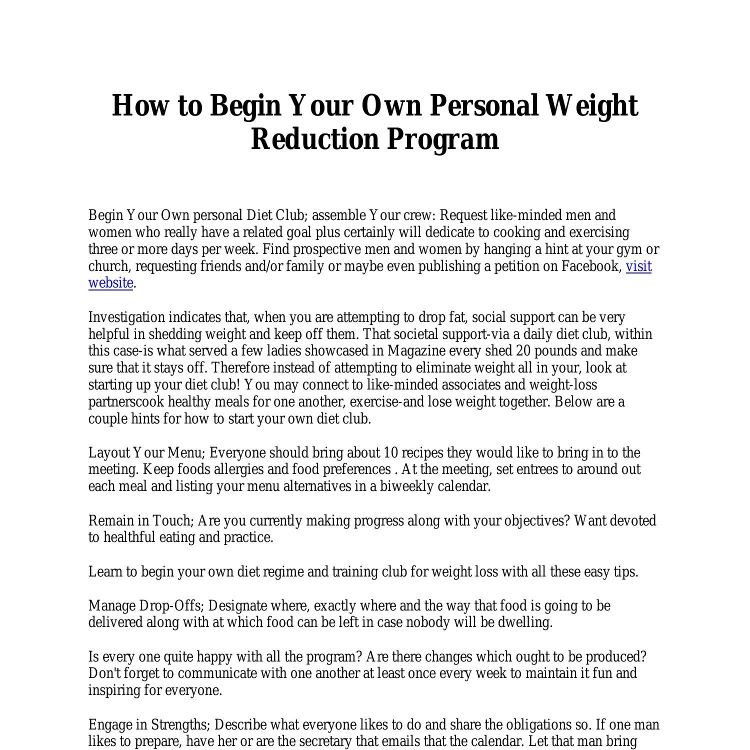 How to Begin Your Own Personal Weight Reduction Program.pdf | DocDroid