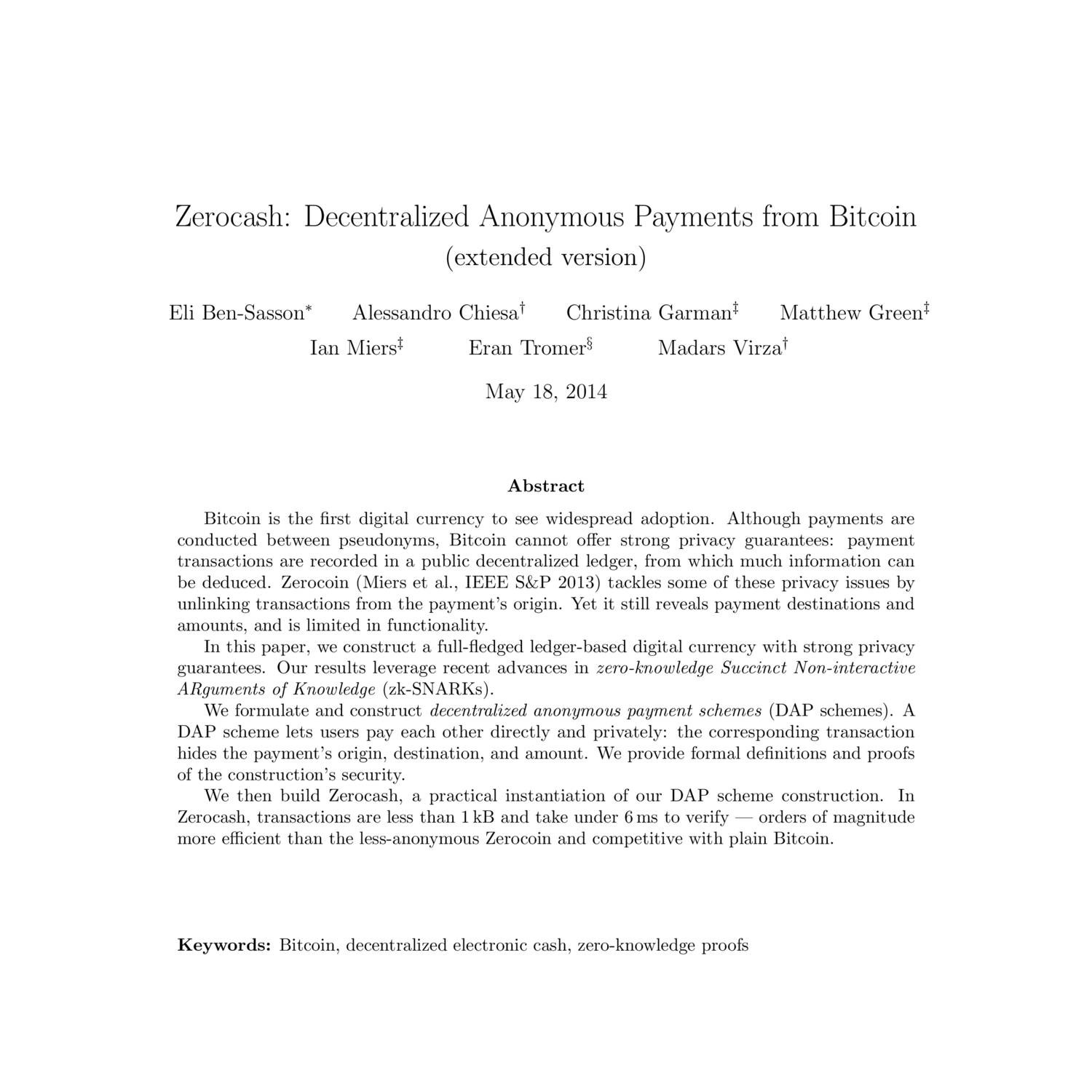Zero Paper (Z-Paper) - Final Version (Extended) - ZEROcash Protocol.pdf ...