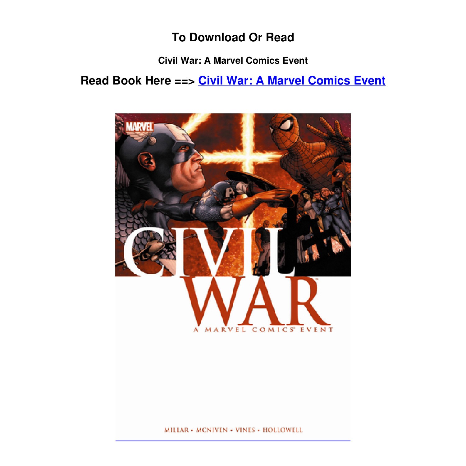 download epub Civil War A Marvel Comics Event By Mark Millar.pdf | DocDroid