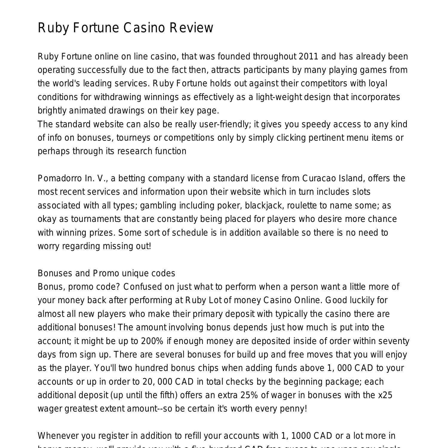 Ruby Fortune Casino Reviewbuhgd.pdf.pdf | DocDroid