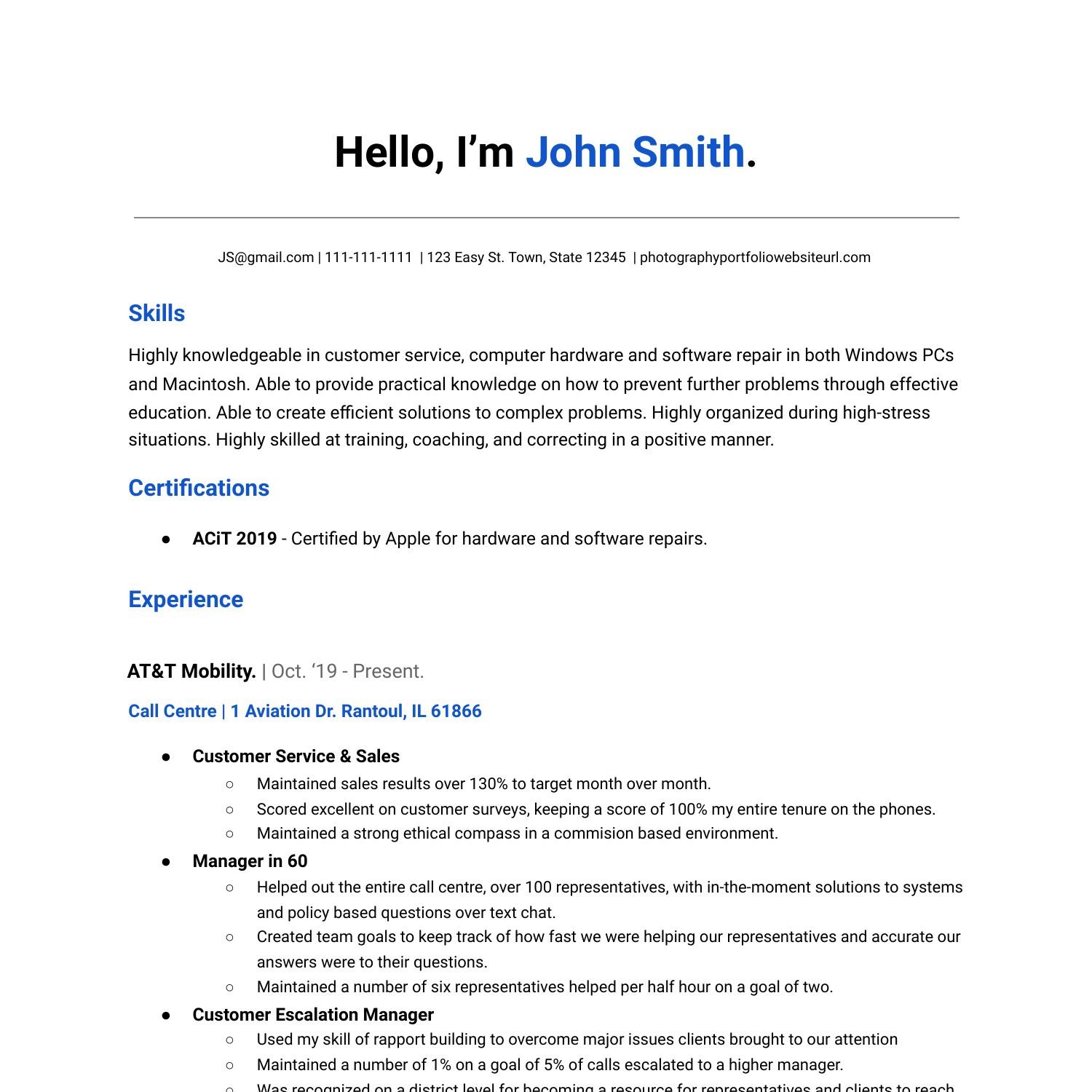 Mock Resume.pdf | DocDroid