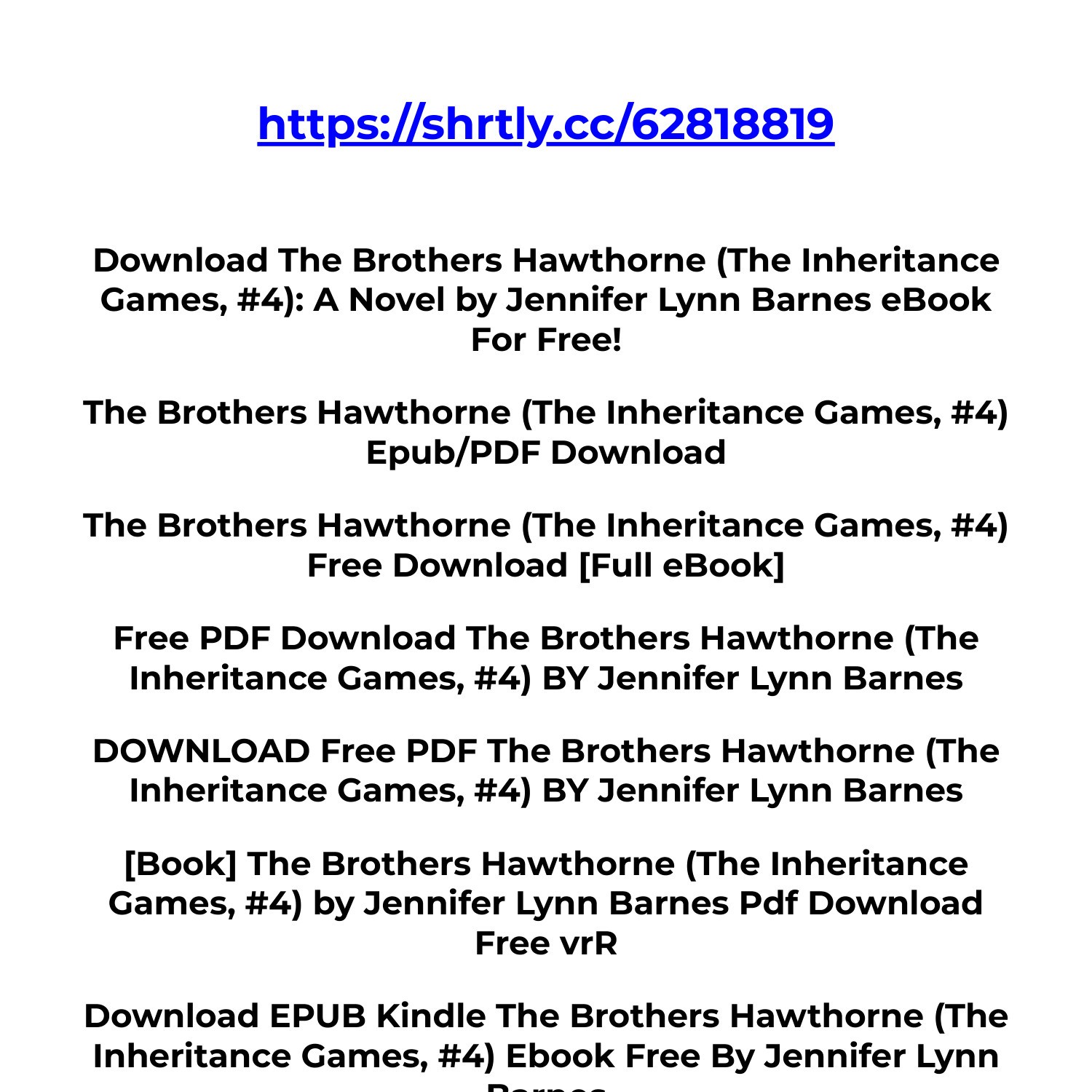 Download PDF The Brothers Hawthorne (The Inheritance Games, #4) Ebook ...
