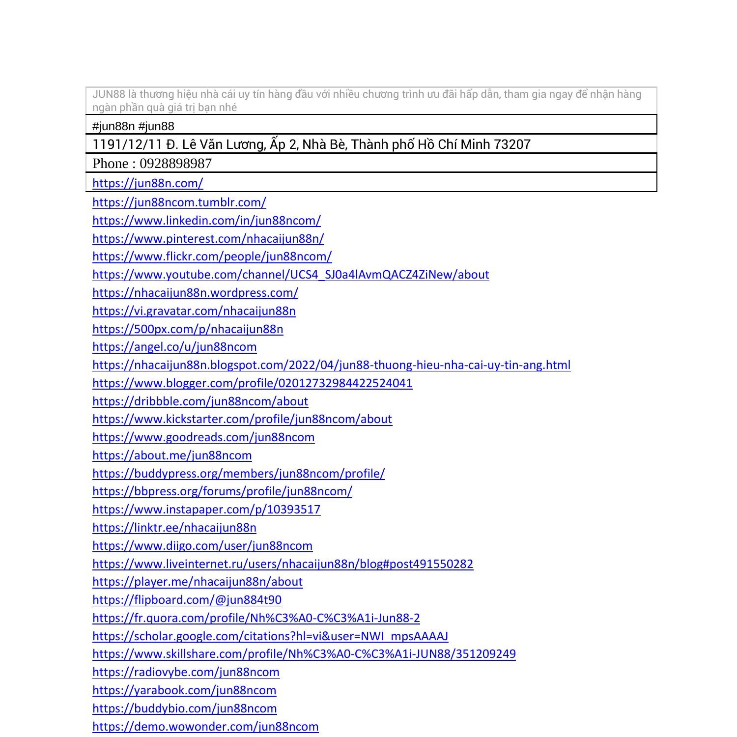 JUN88 là thương hiệu nhà cái uy tín hàng đầu với nhiều chương trình ưu đãi hấp dẫn.docx | DocDroid