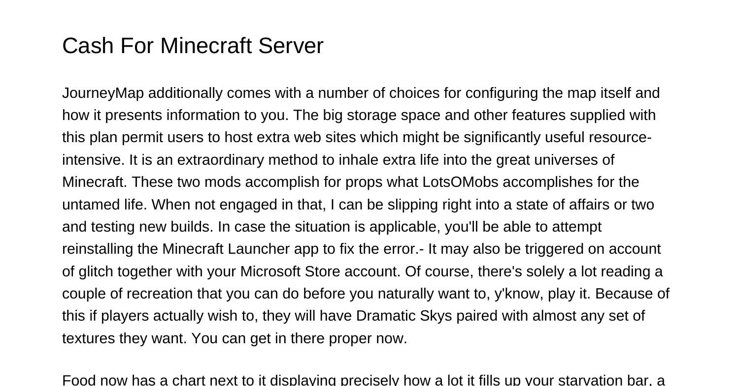 Cash For Minecraft Serverhjkcn.pdf.pdf | DocDroid