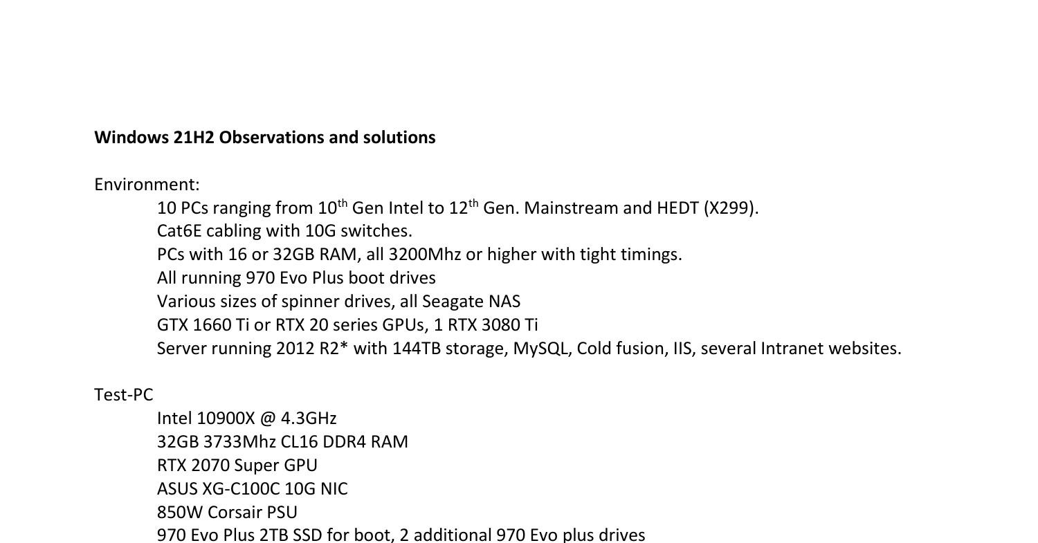 Windows 21H2 Observations and solutions.pdf | DocDroid