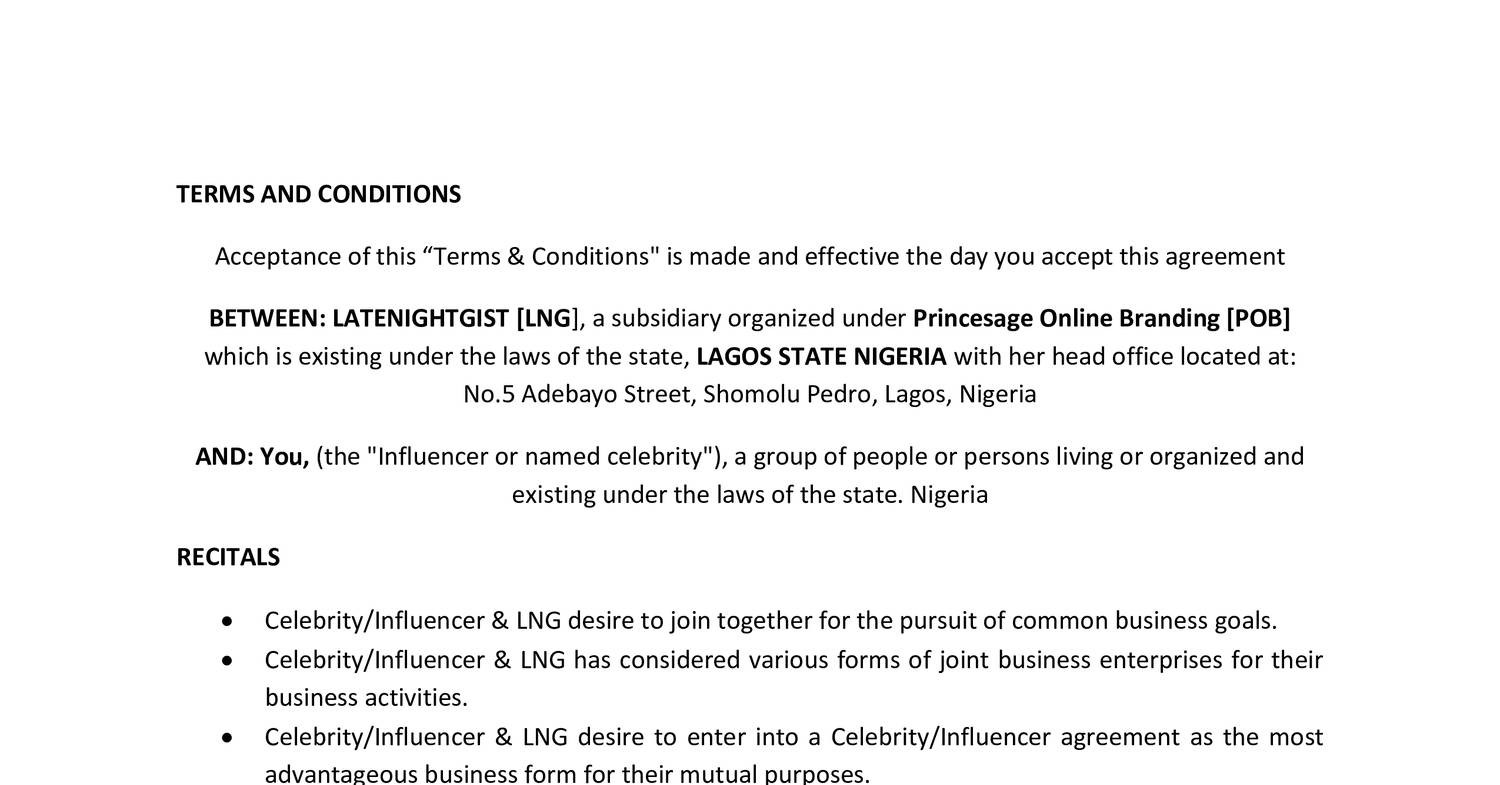 TERMS AND CONDITIONS Celebrity Influencer Latnightgist.pdf | DocDroid