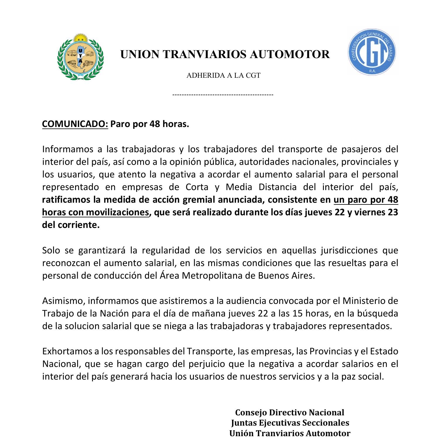 COMUNICADO UTA Interior. Paro 48 hs 21.06.pdf | DocDroid