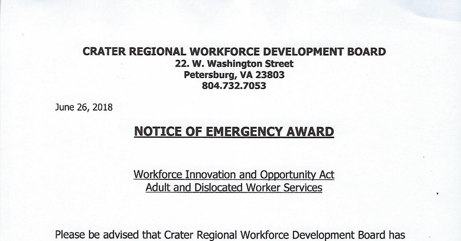 Notice Of Emergency Award, Job Assistance Centers.pdf | DocDroid
