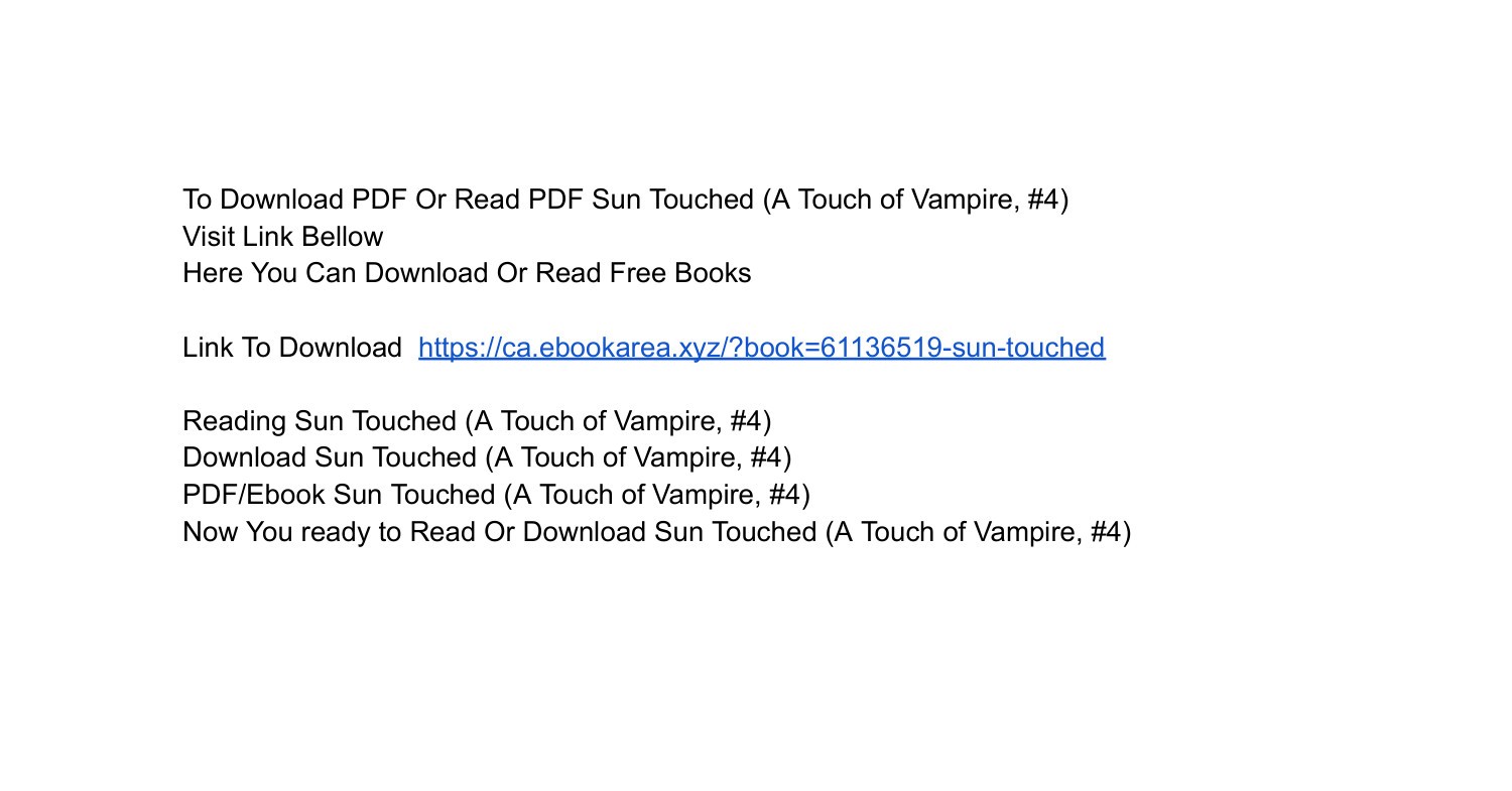 [PDF] DOWNLOAD Sun Touched (A Touch of Vampire, #4) By_ Becky Moynihan .pdf | DocDroid