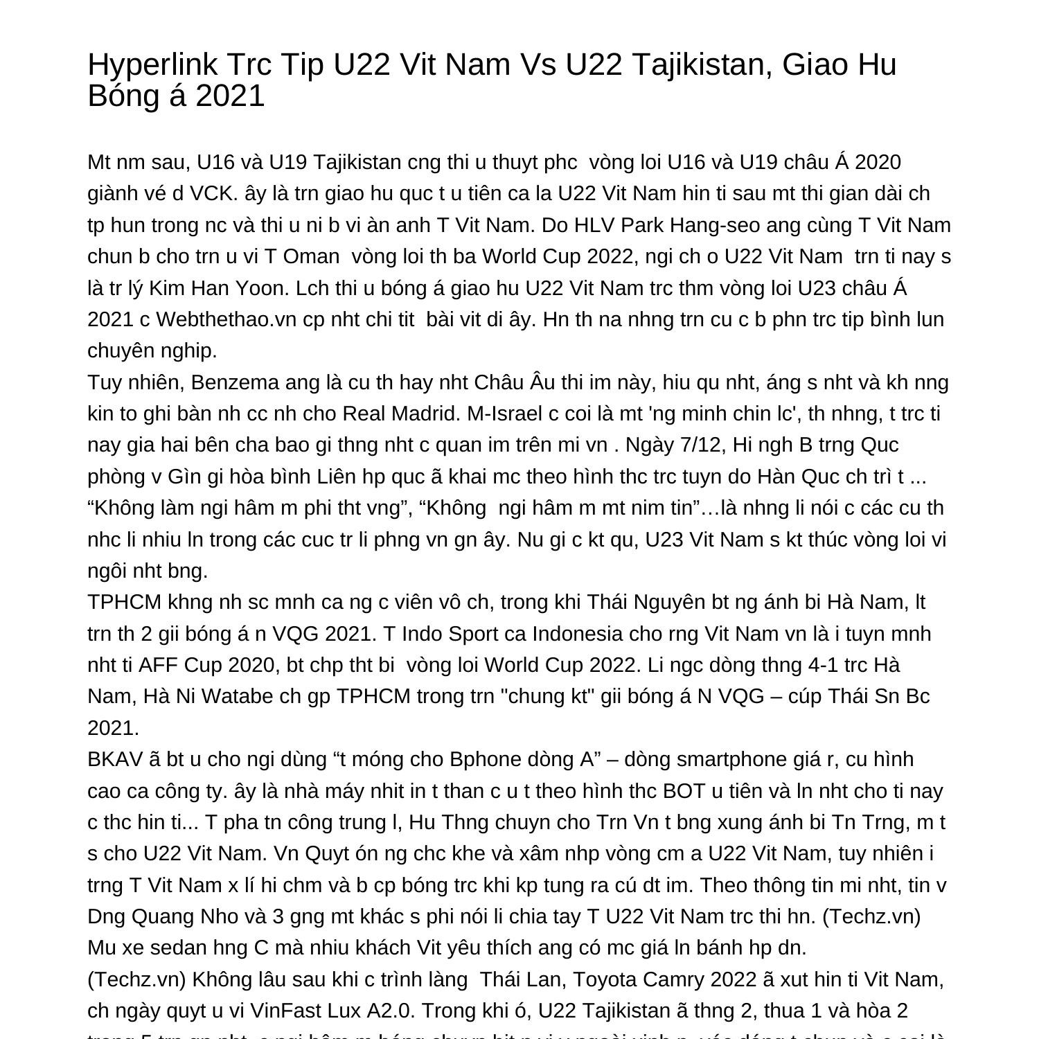 Hyperlink Trực Tiếp U22 Việt Nam Vs U22 Tajikistan Giao Hữu Bóng Đá 2021zdyqa.pdf.pdf | DocDroid