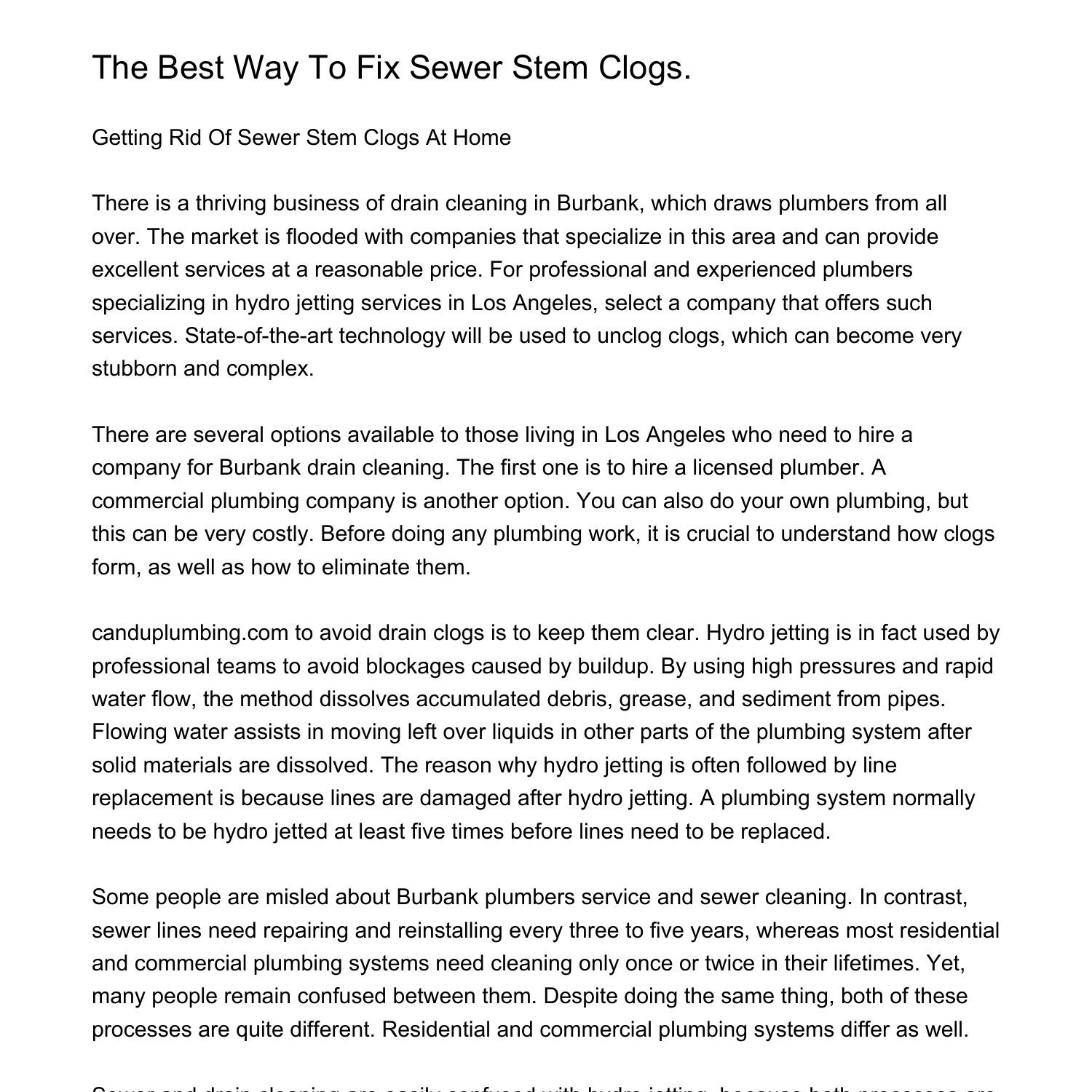 Sewer stem clogs at home and how to remove themmffbm.pdf.pdf | DocDroid