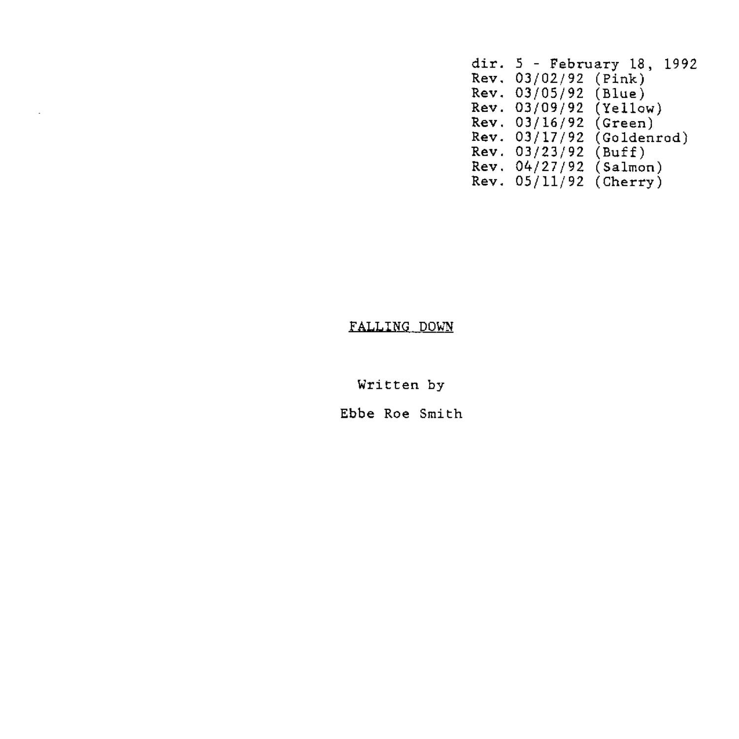 FALLING DOWN (1993) 1992.05.11 draft by Ebbe Roe Smith _ scan – Kopi ...