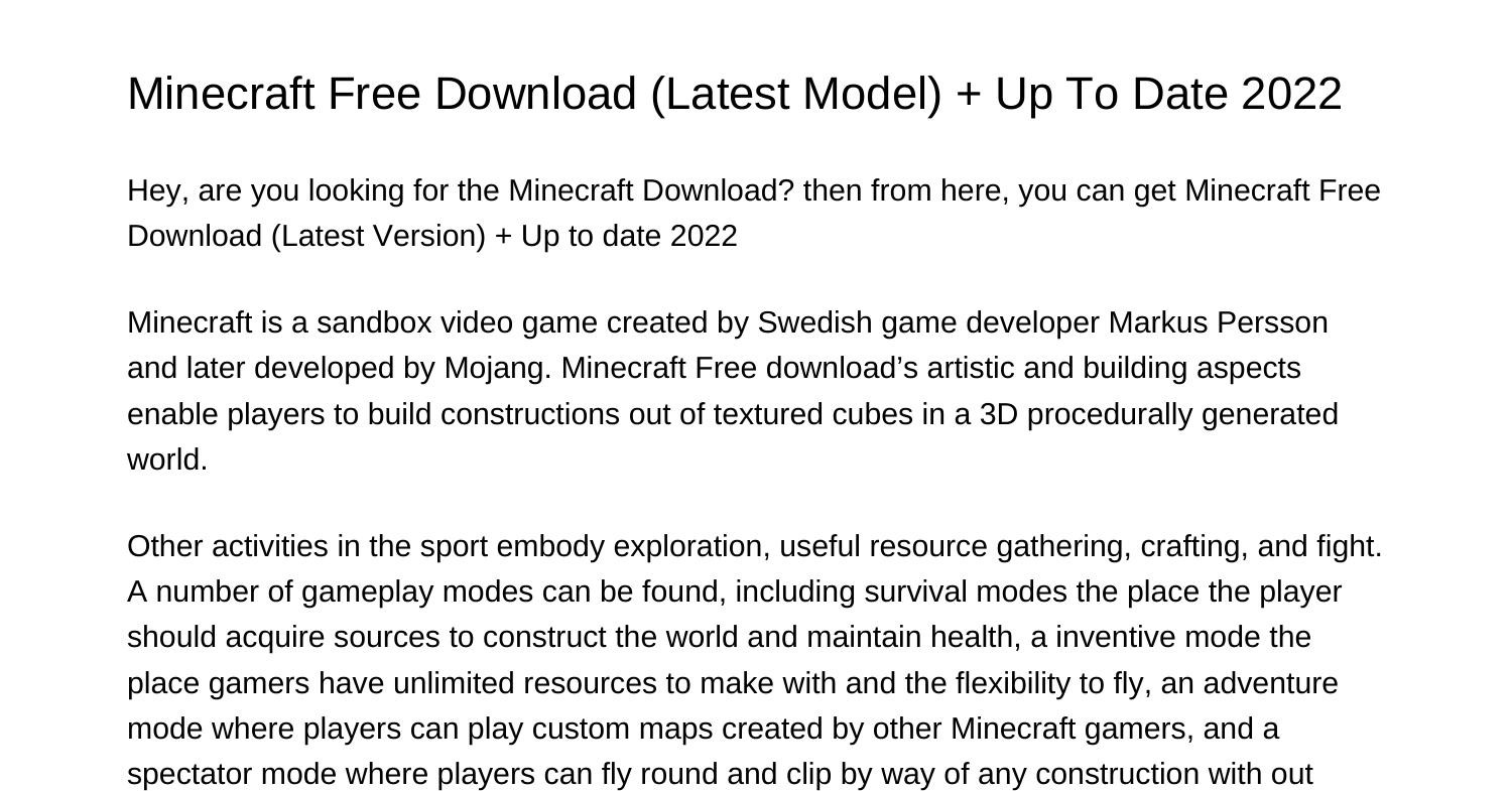 Minecraft Free Download Latest Version Up To Date 2022wstfd.pdf.pdf ...