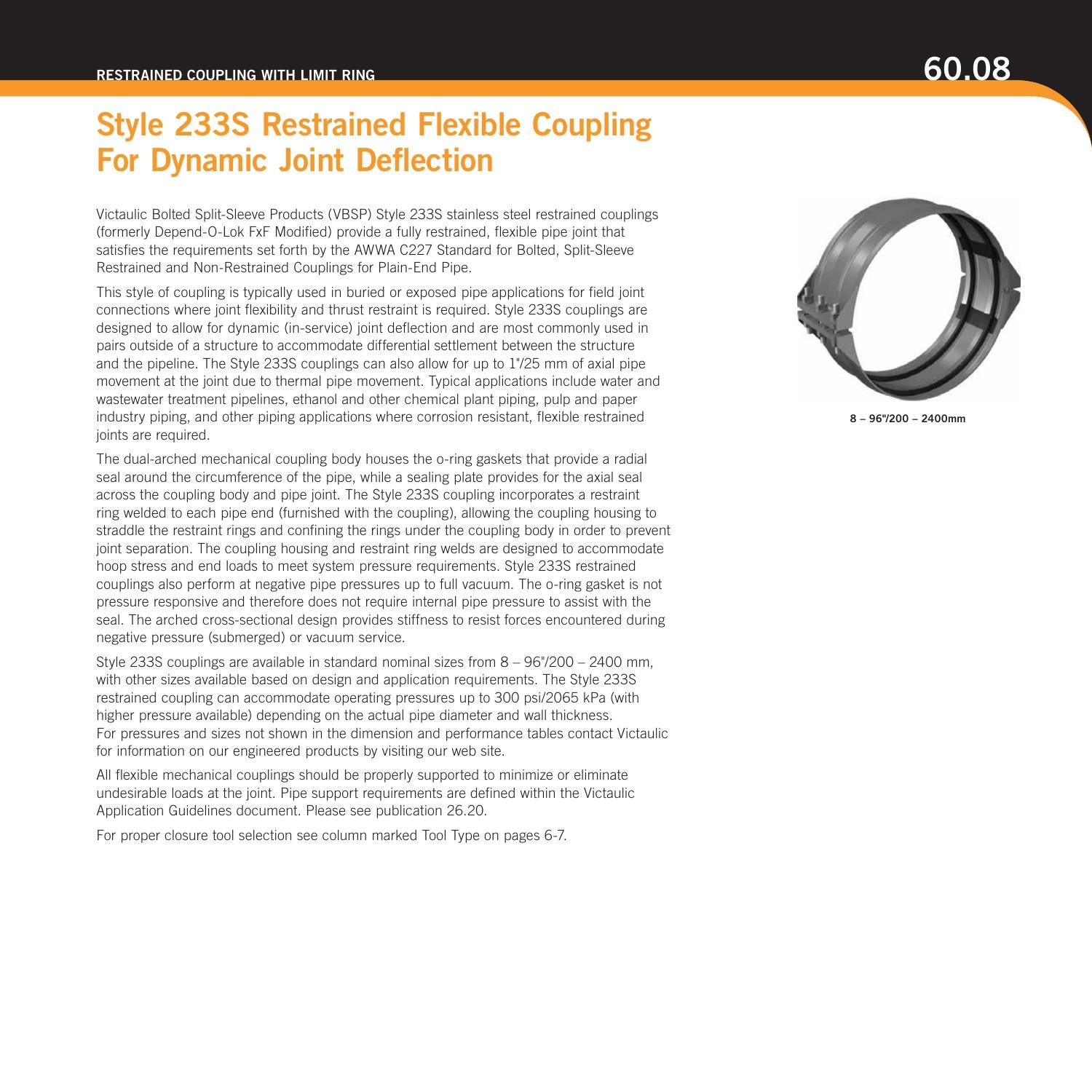 60.08 Style 233S Restrained Flexible Coupling For Dynamic Joint ...