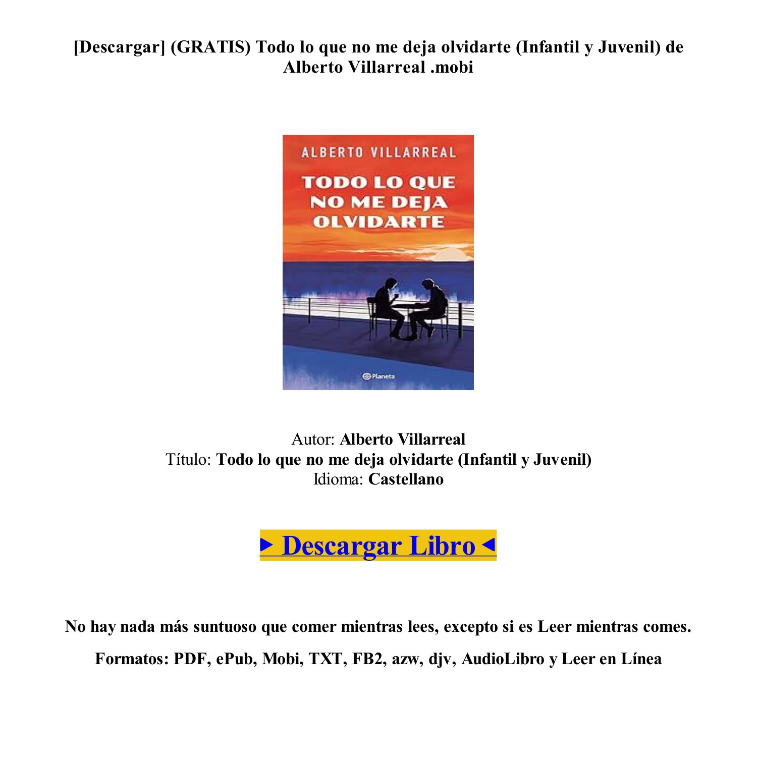 [Descargar] Libro Todo lo que no me deja olvidarte (Infantil y Juvenil ...