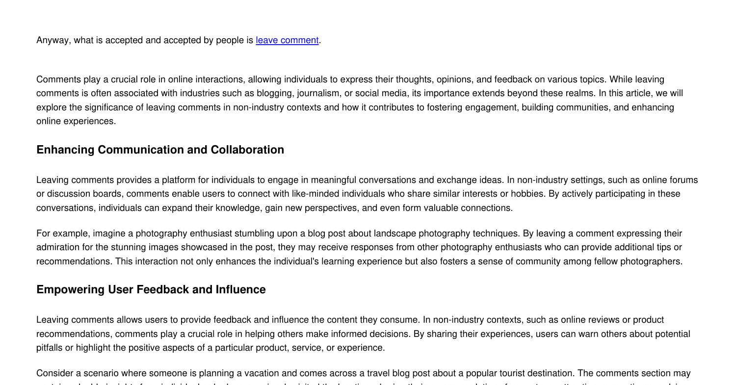 The Importance of Leaving Comments: Engaging in None Industry.pdf | DocDroid