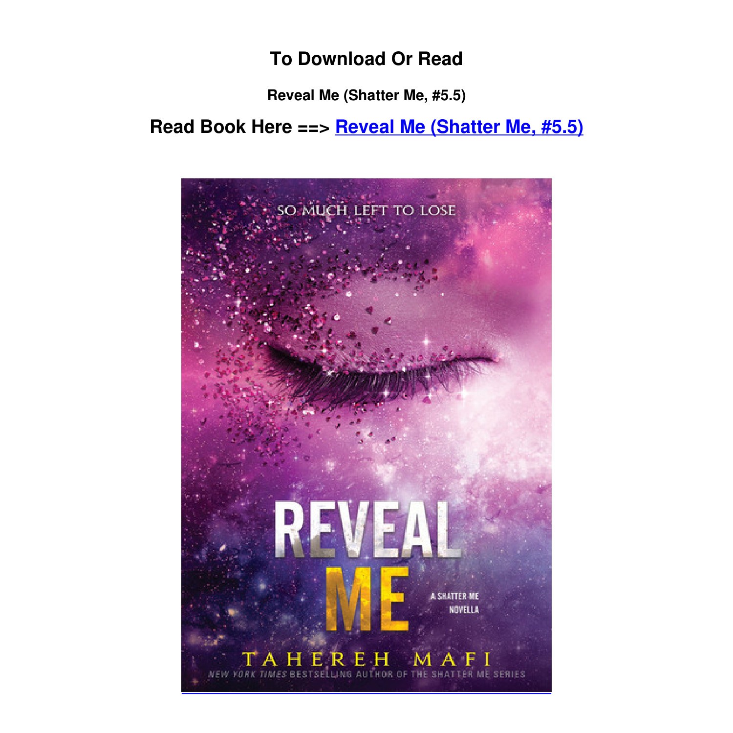 PDF download Reveal Me Shatter Me 5 5 BY Tahereh Mafi.pdf | DocDroid