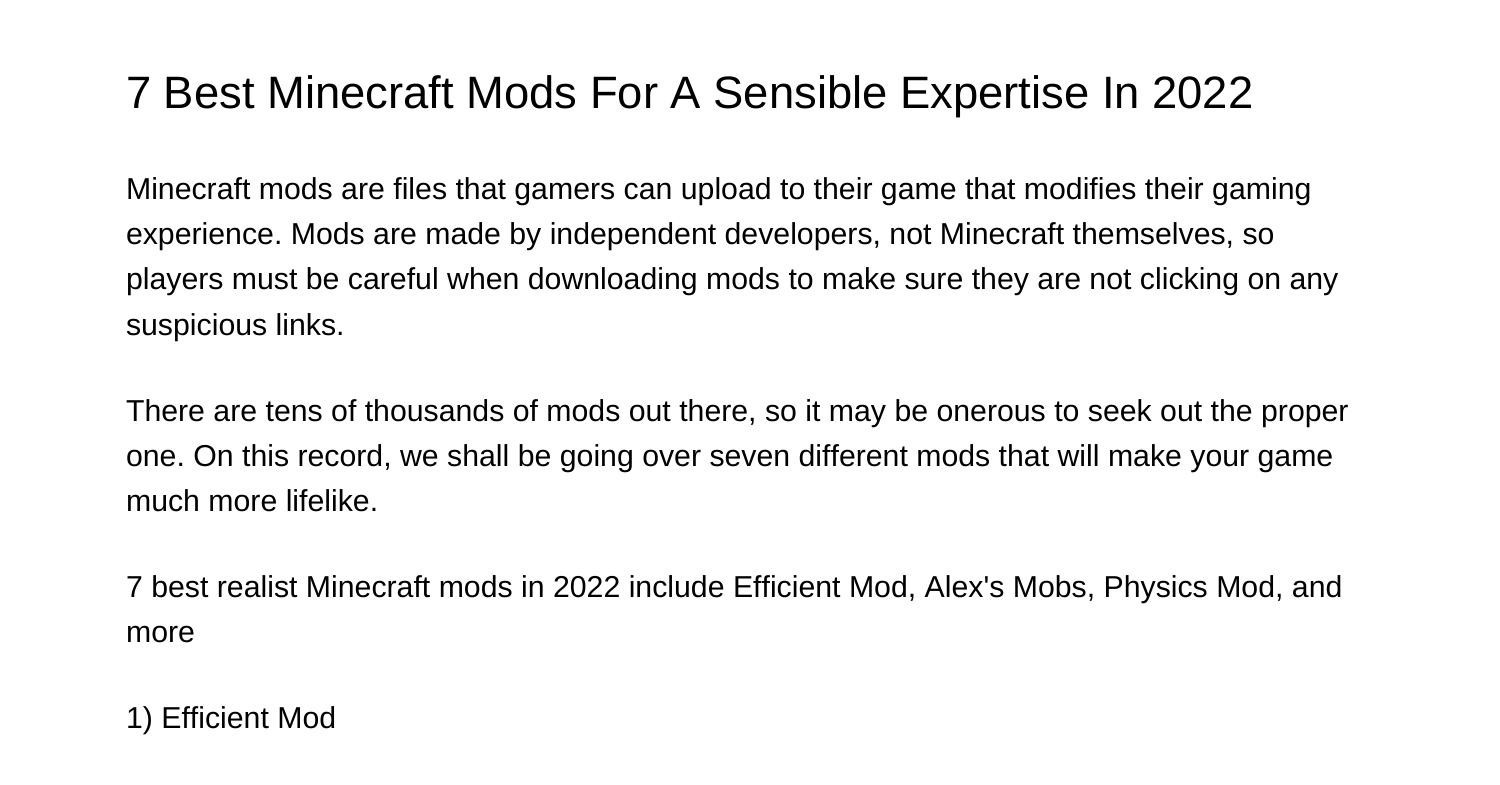 7 Best Minecraft Mods For A Practical Expertise In 2022dtdff Pdf Pdf