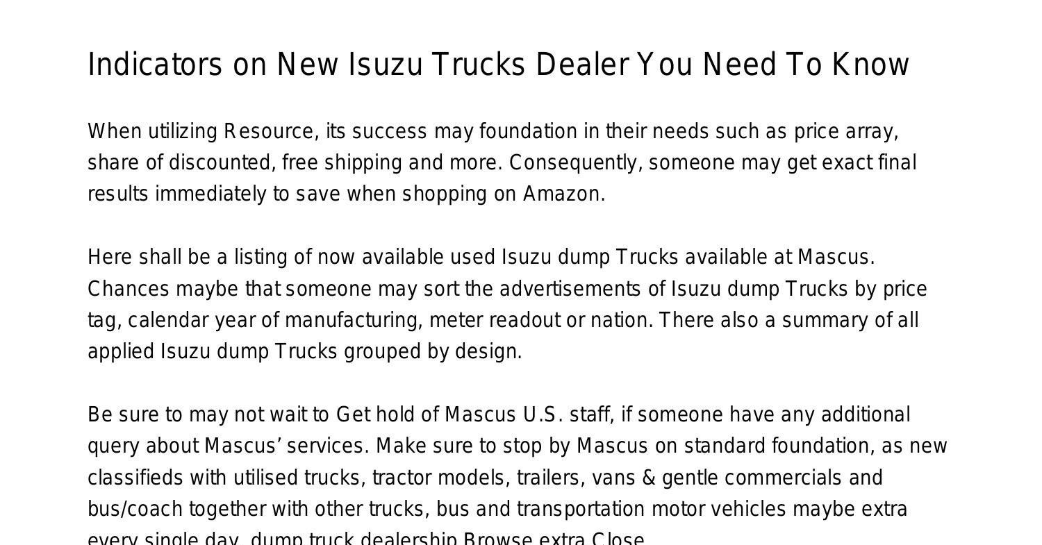 The Main Principles Of New And Used Isuzu Dump Trucks For Sale izrqm ...