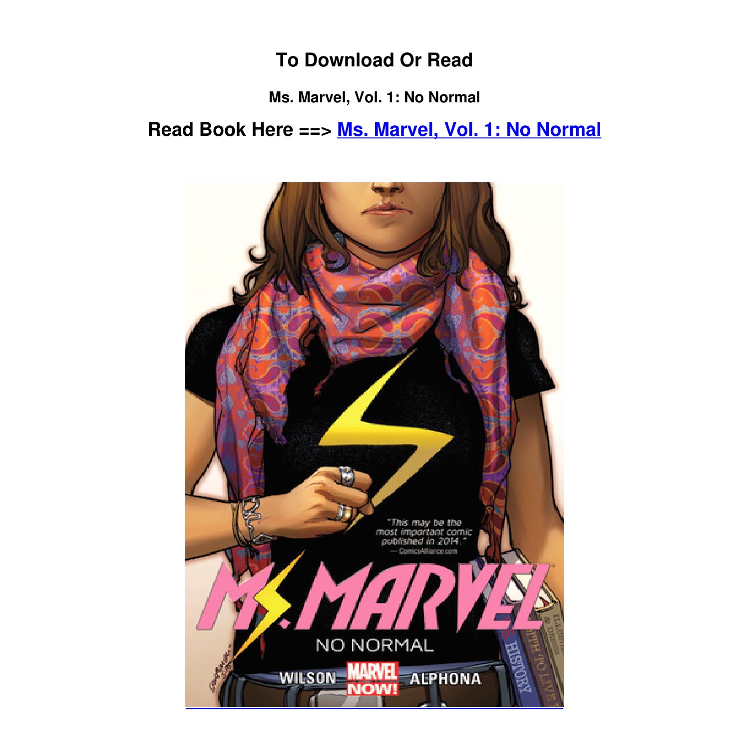 pdf download Ms Marvel Vol 1 No Normal BY G Willow Wilson.pdf | DocDroid
