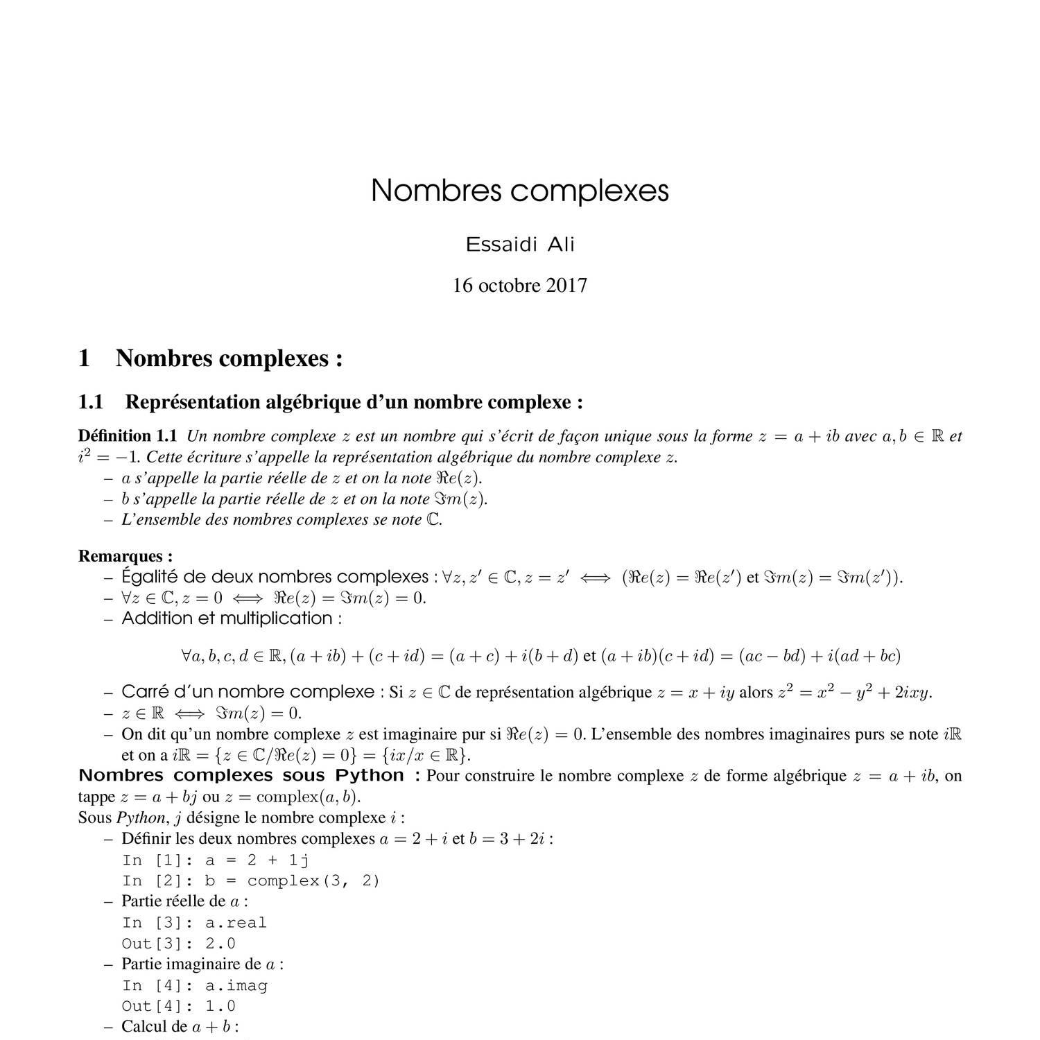 Nombres complexes - cours complet.pdf | DocDroid