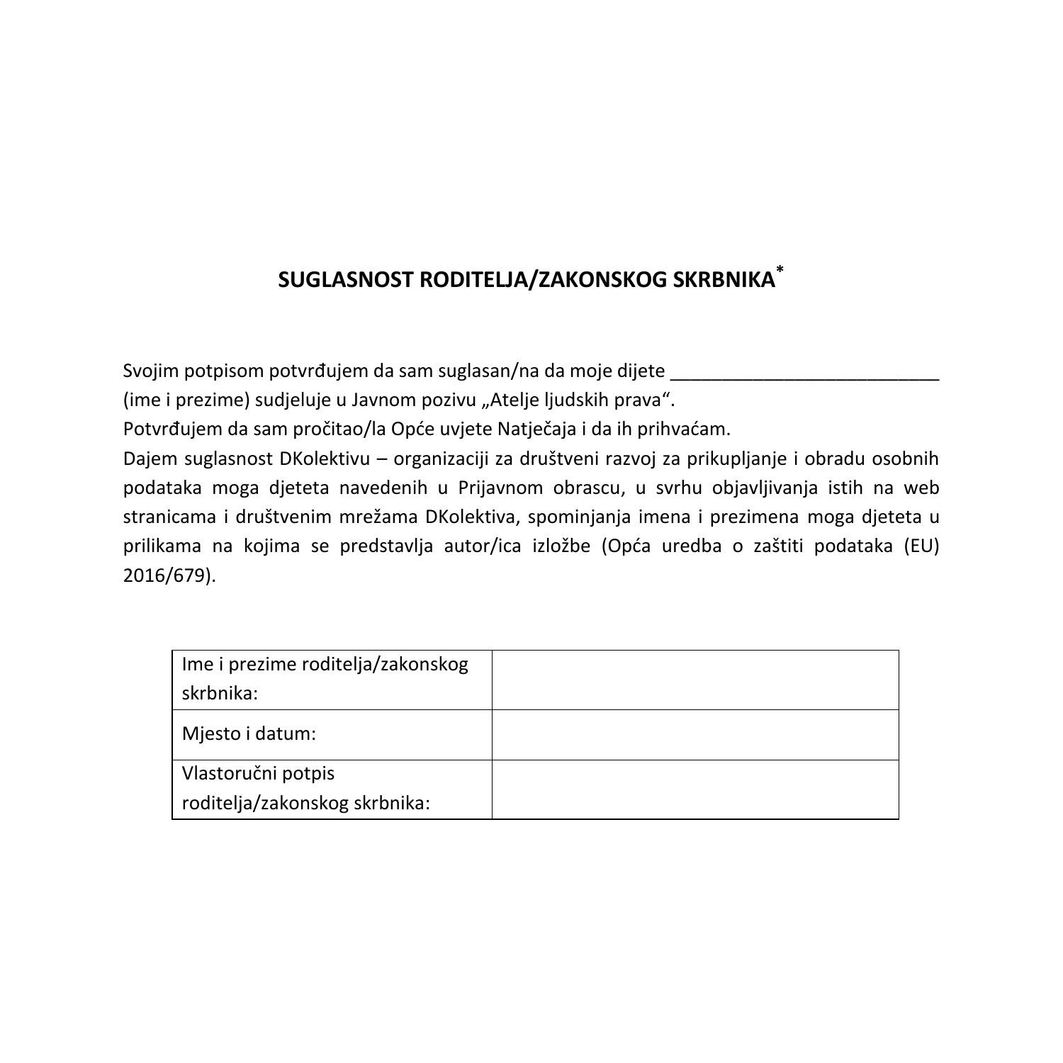 Suglasnost Roditelja Zakonskog Skrbnika Docx Docdroid