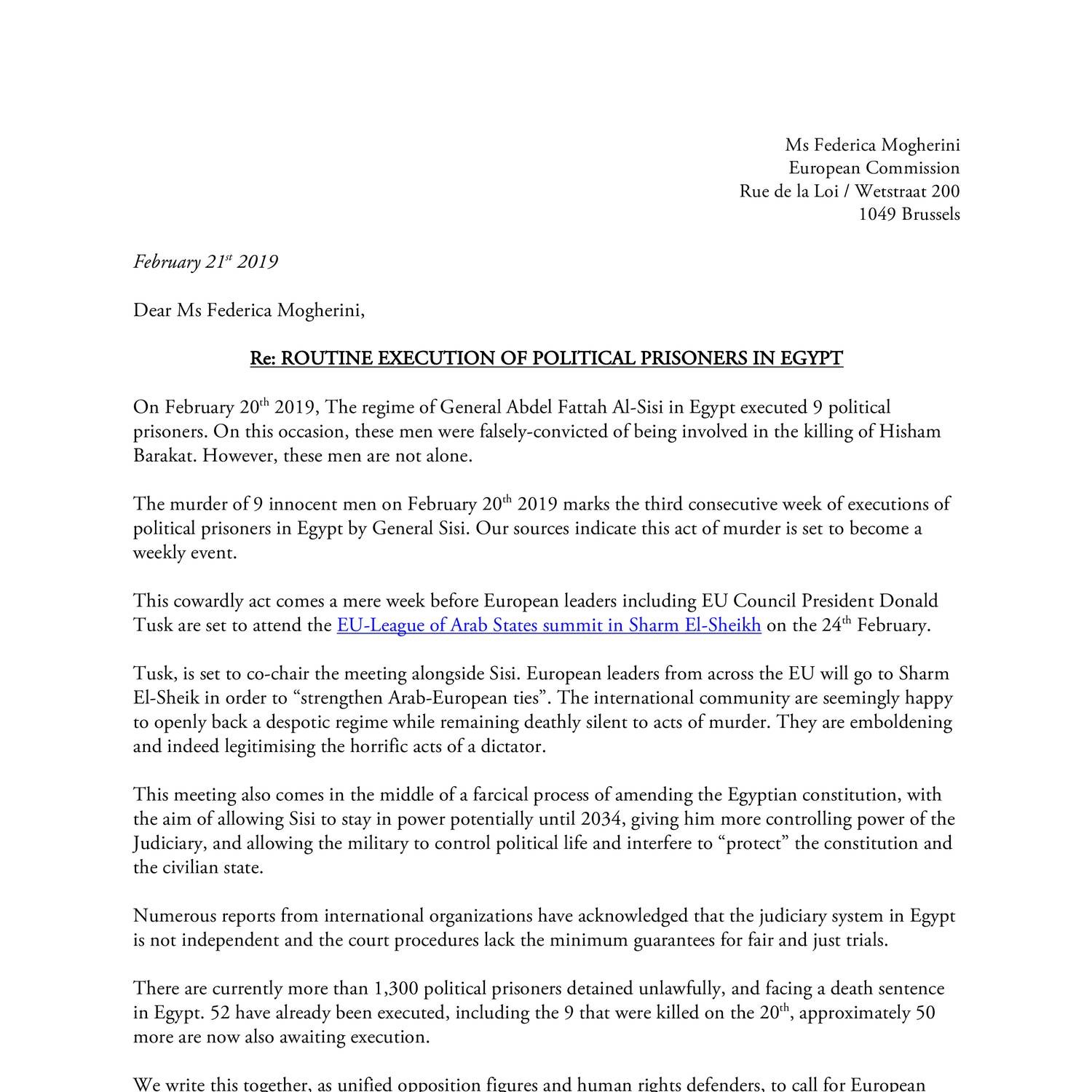 Egypt Executions - Letter to Mogherini.pdf | DocDroid