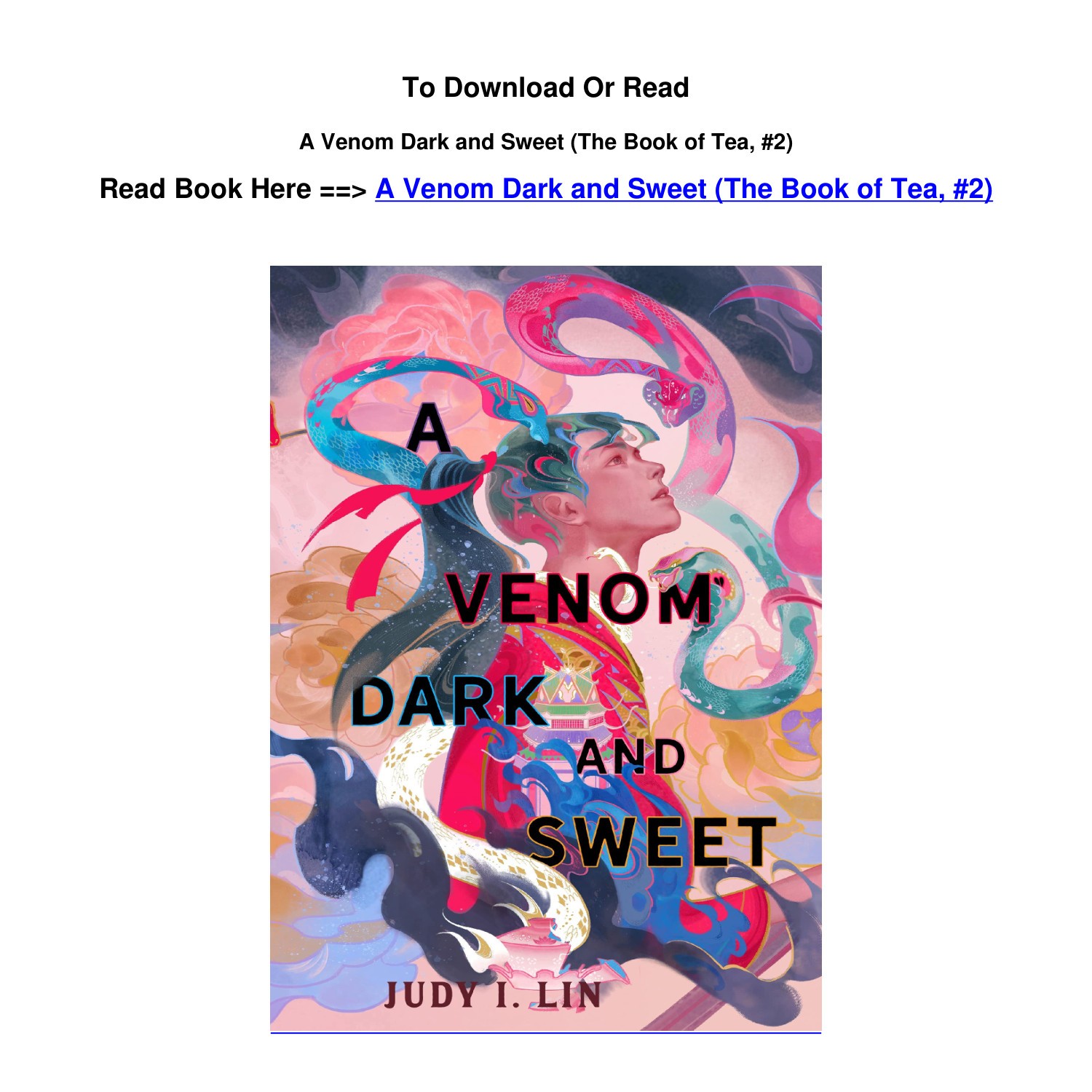 Download ePub A Venom Dark and Sweet The Book of Tea 2 by Judy I Lin ...