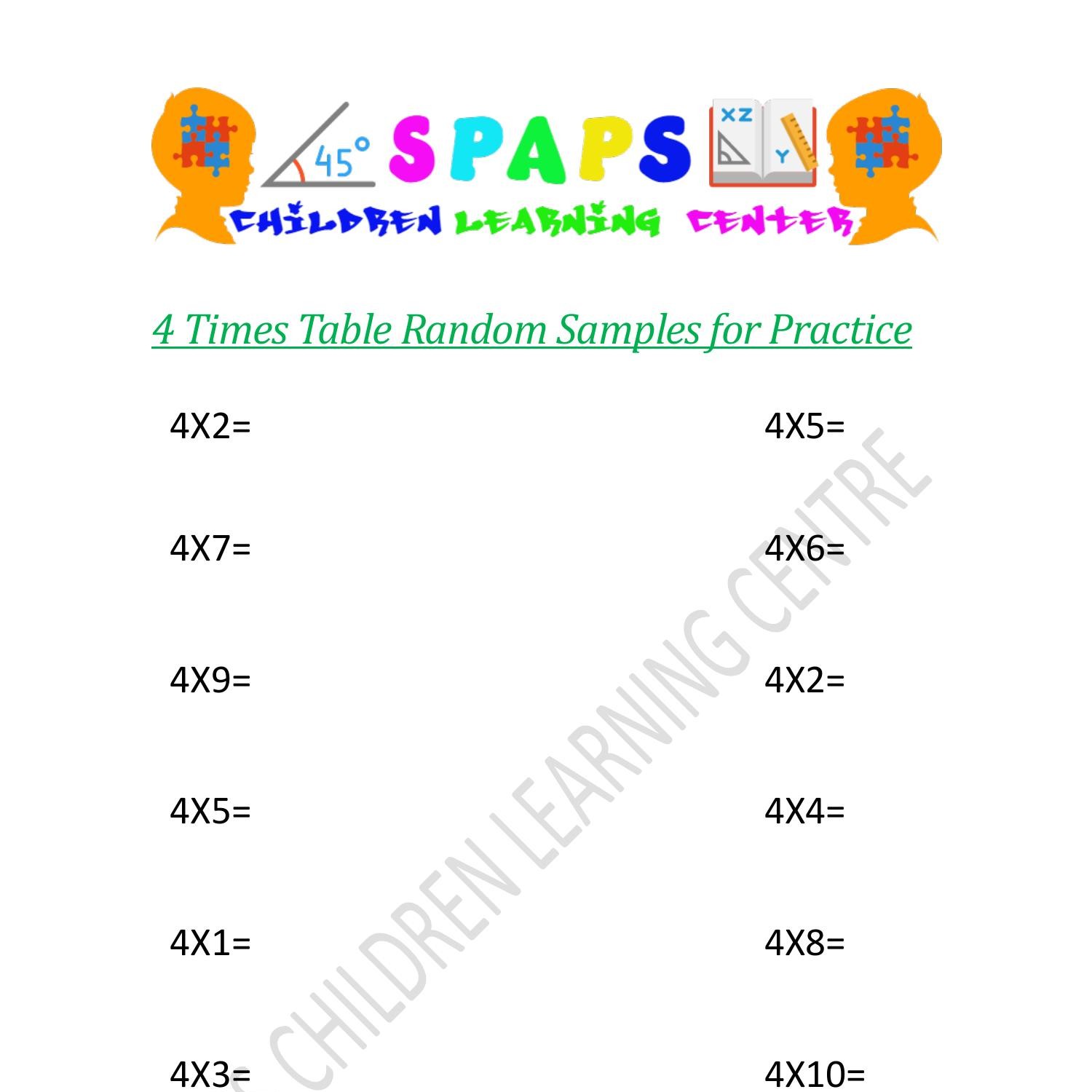 4 Times Table Quiz Interactive 4 Multiplication Table Worksheets pdf 