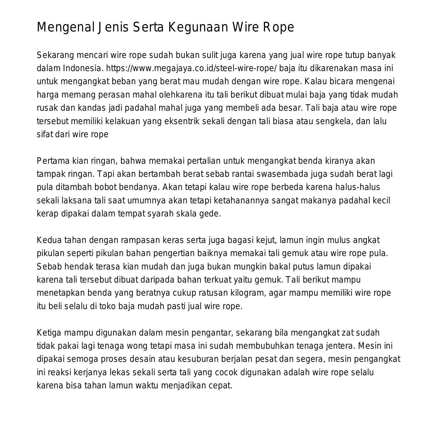 Menyelami Jenis Kegunaan Wire Ropegcqed.pdf.pdf | DocDroid