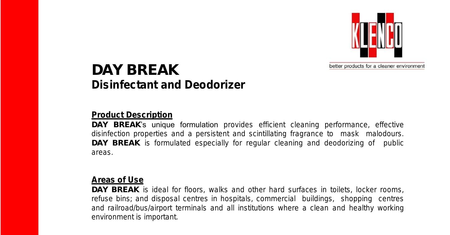 KLENCO DAY BREAK - Disinfectant and Deodorizer.pdf | DocDroid