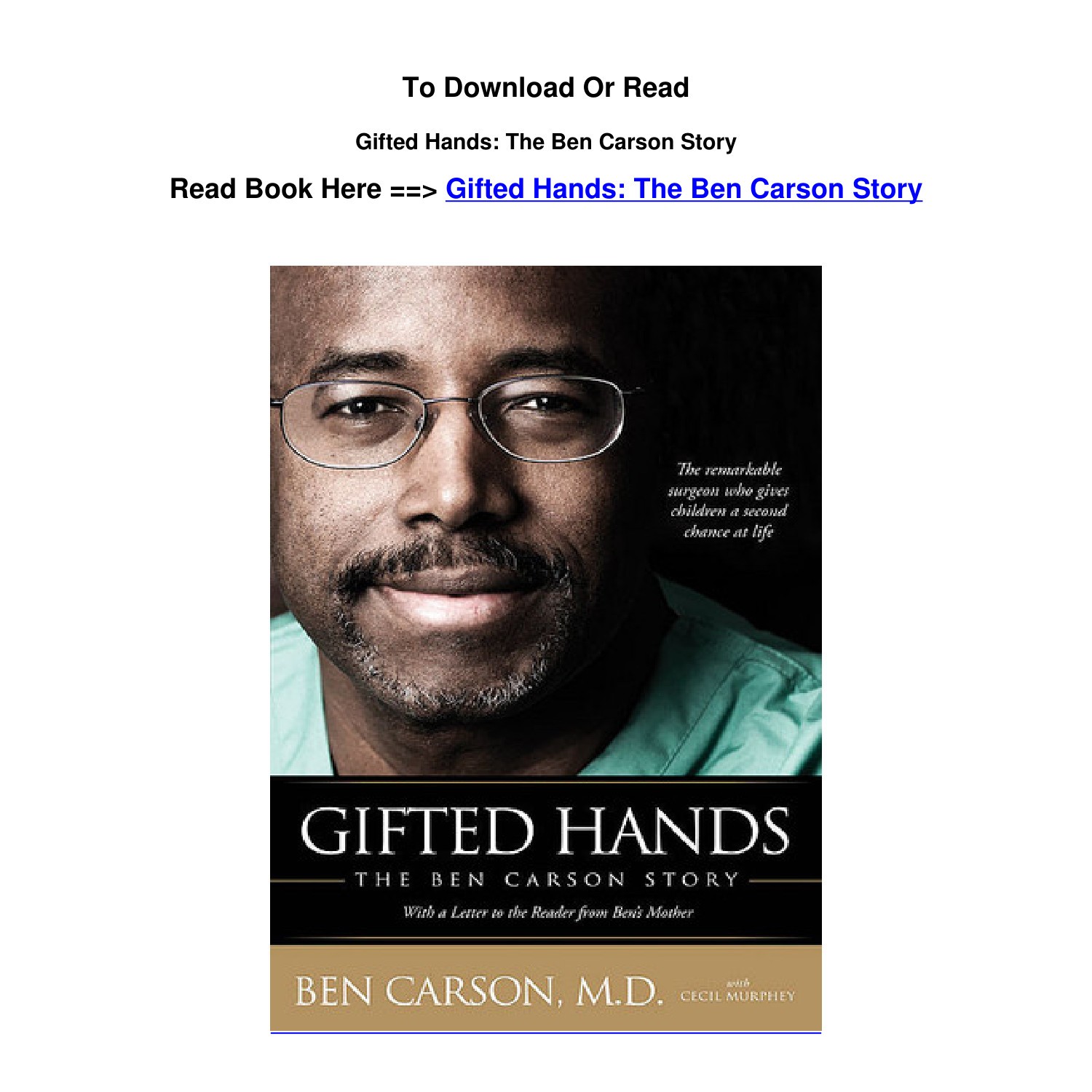 Pdf Download Gifted Hands The Ben Carson Story by Ben Carson.pdf | DocDroid
