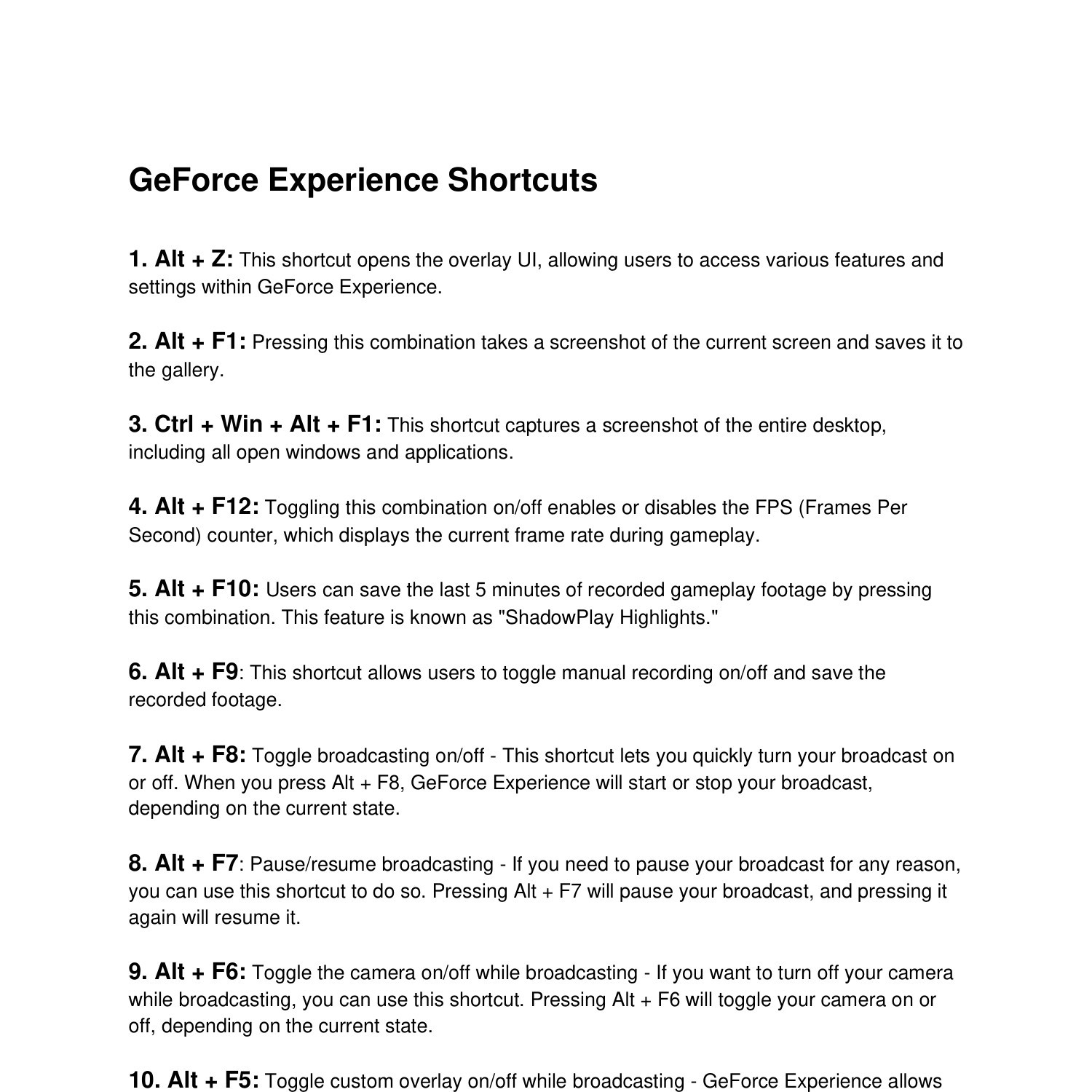 GeForce Experience Shortcuts.docx | DocDroid