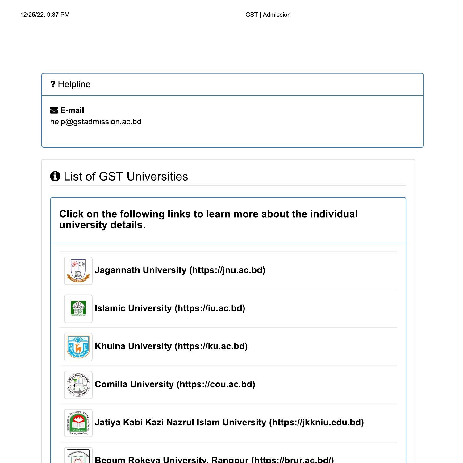 GST Admission University List 2023.pdf | DocDroid
