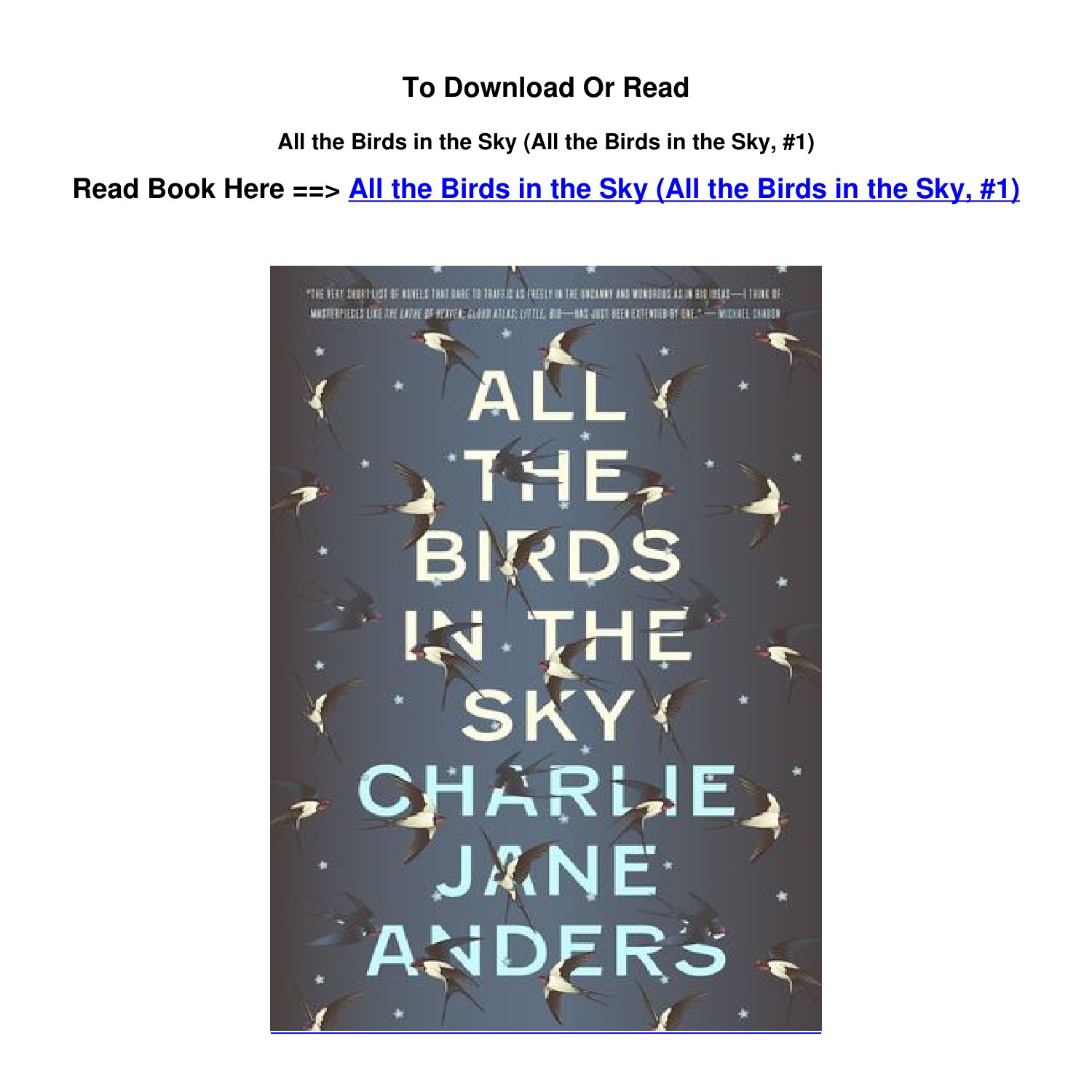 pdf DOWNLOAD All the Birds in the Sky All the Birds in the Sky 1 by ...