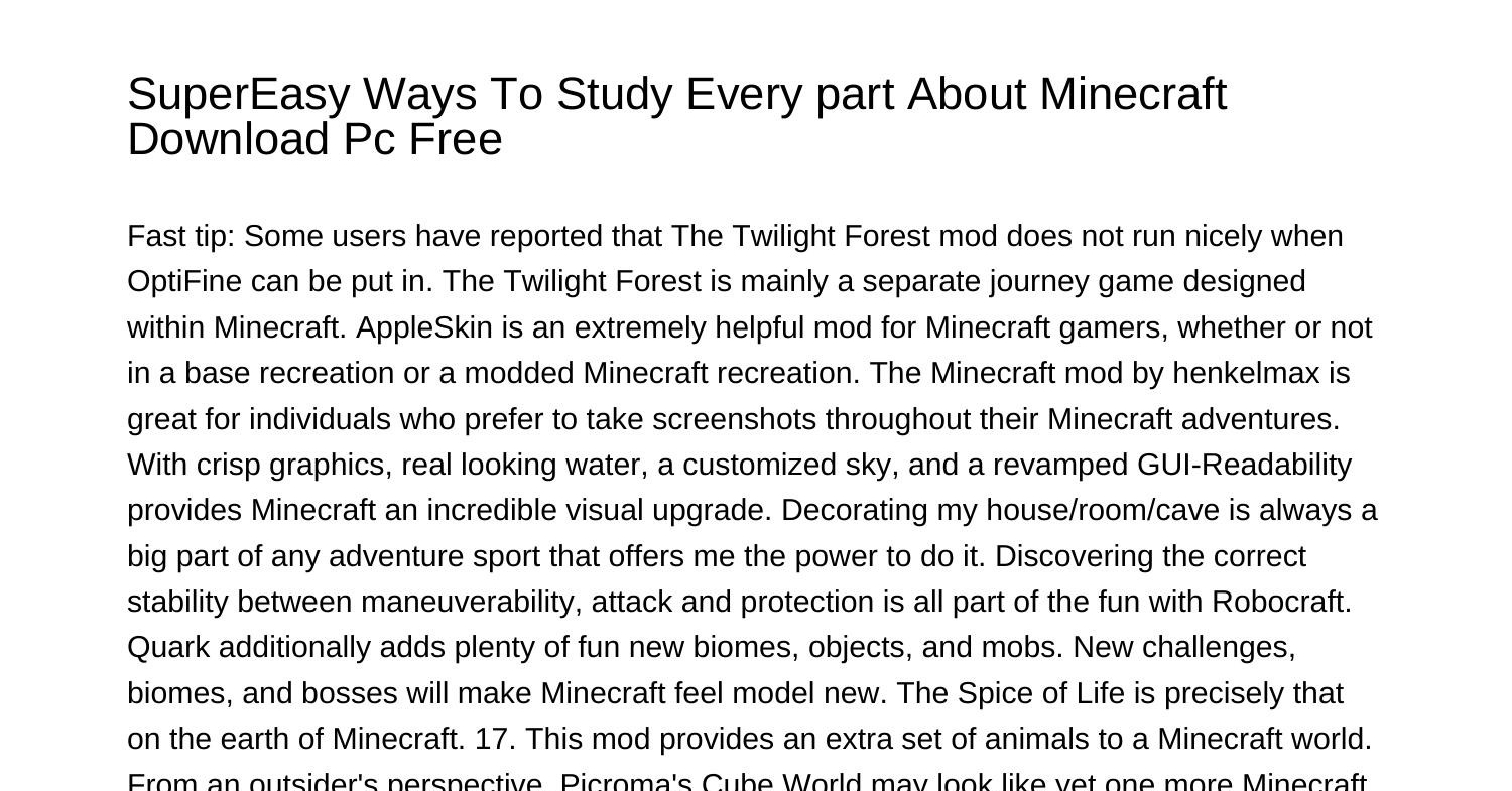 SuperEasy Ways To Study Every little thing About Minecraft Download Pc Freebrokz.pdf.pdf | DocDroid