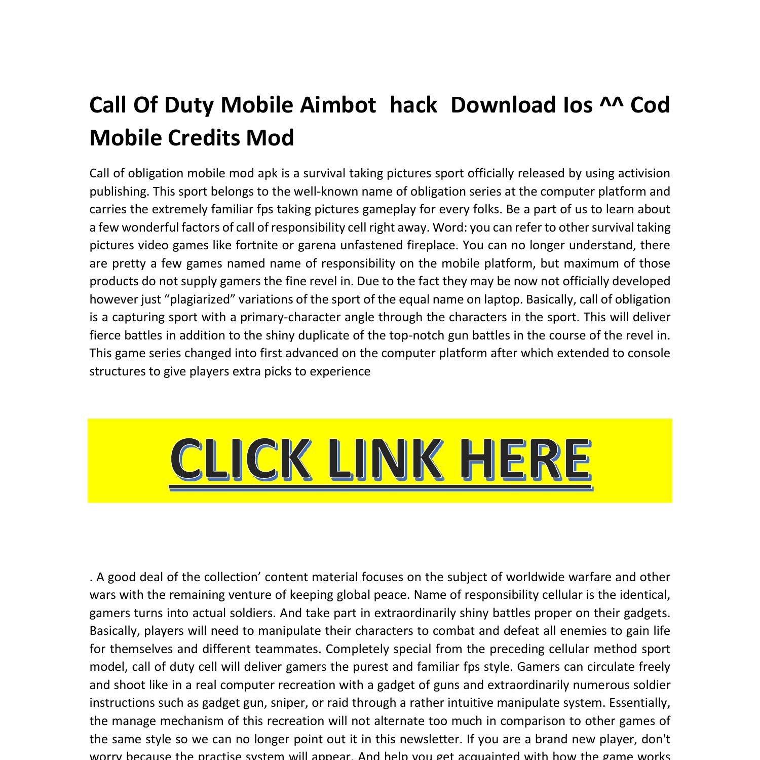 Call Of Duty Mobile Aimbot hack Download Ios.pdf | DocDroid