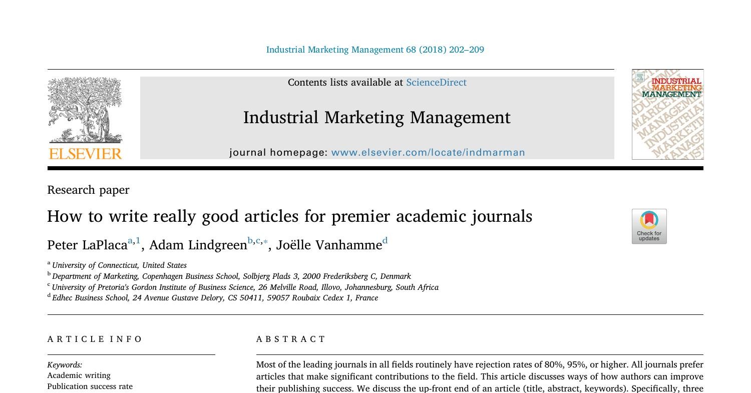 How To Write Really Good Articles For Premier Academic Journals Pdf pdf