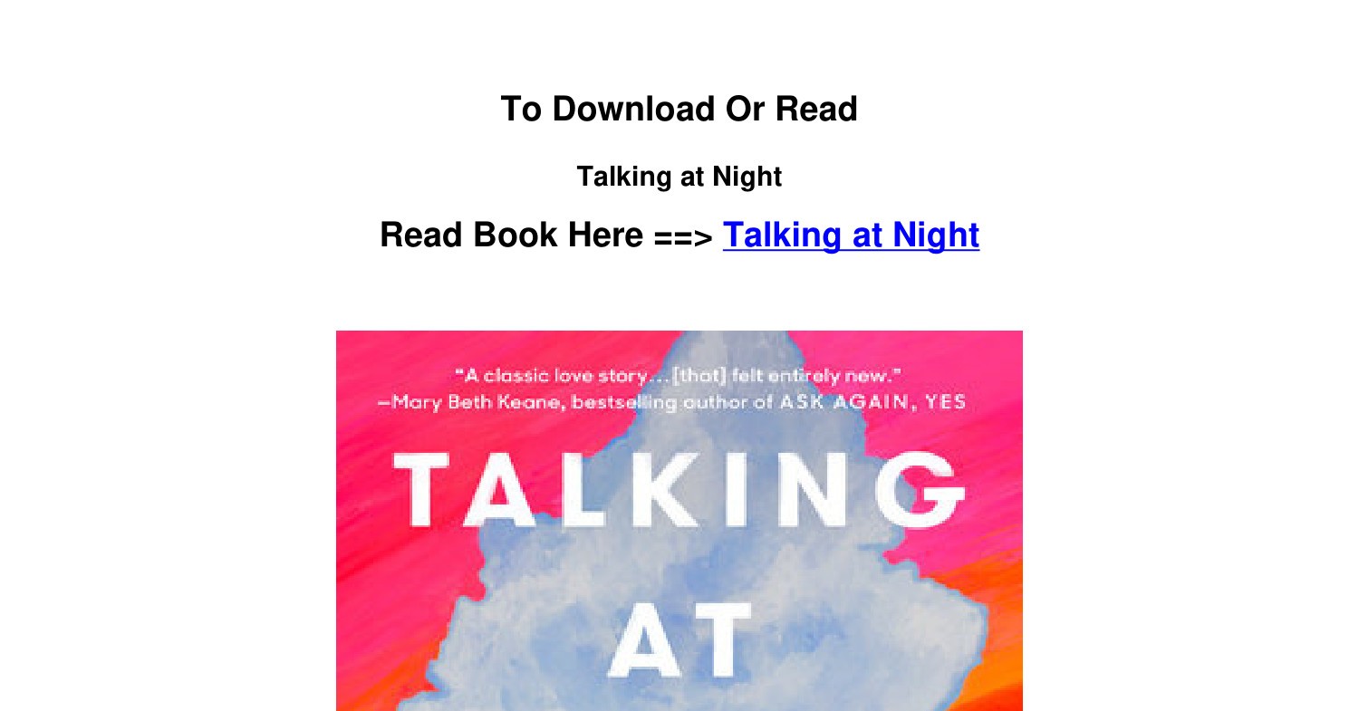 Download epub Talking at Night BY Claire Daverley.pdf | DocDroid