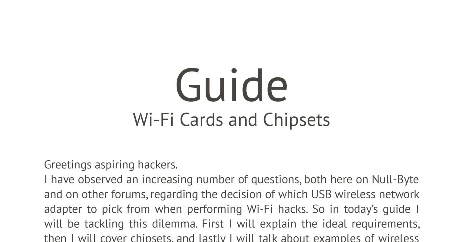 Guide - Wi-Fi Cards and Chipsets.pdf | DocDroid