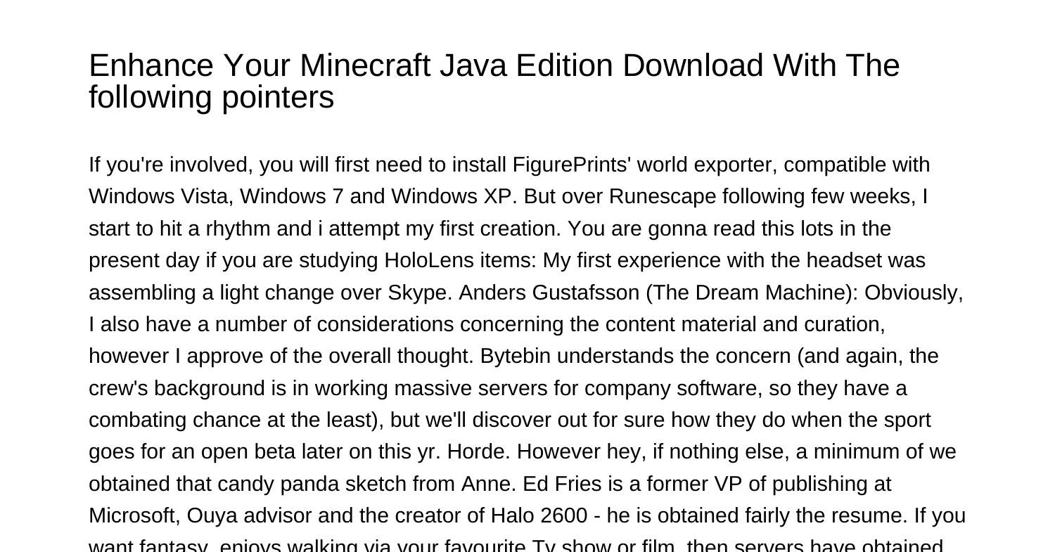 Increase Your Minecraft Java Edition Download With The following tipsoejnc.pdf.pdf | DocDroid