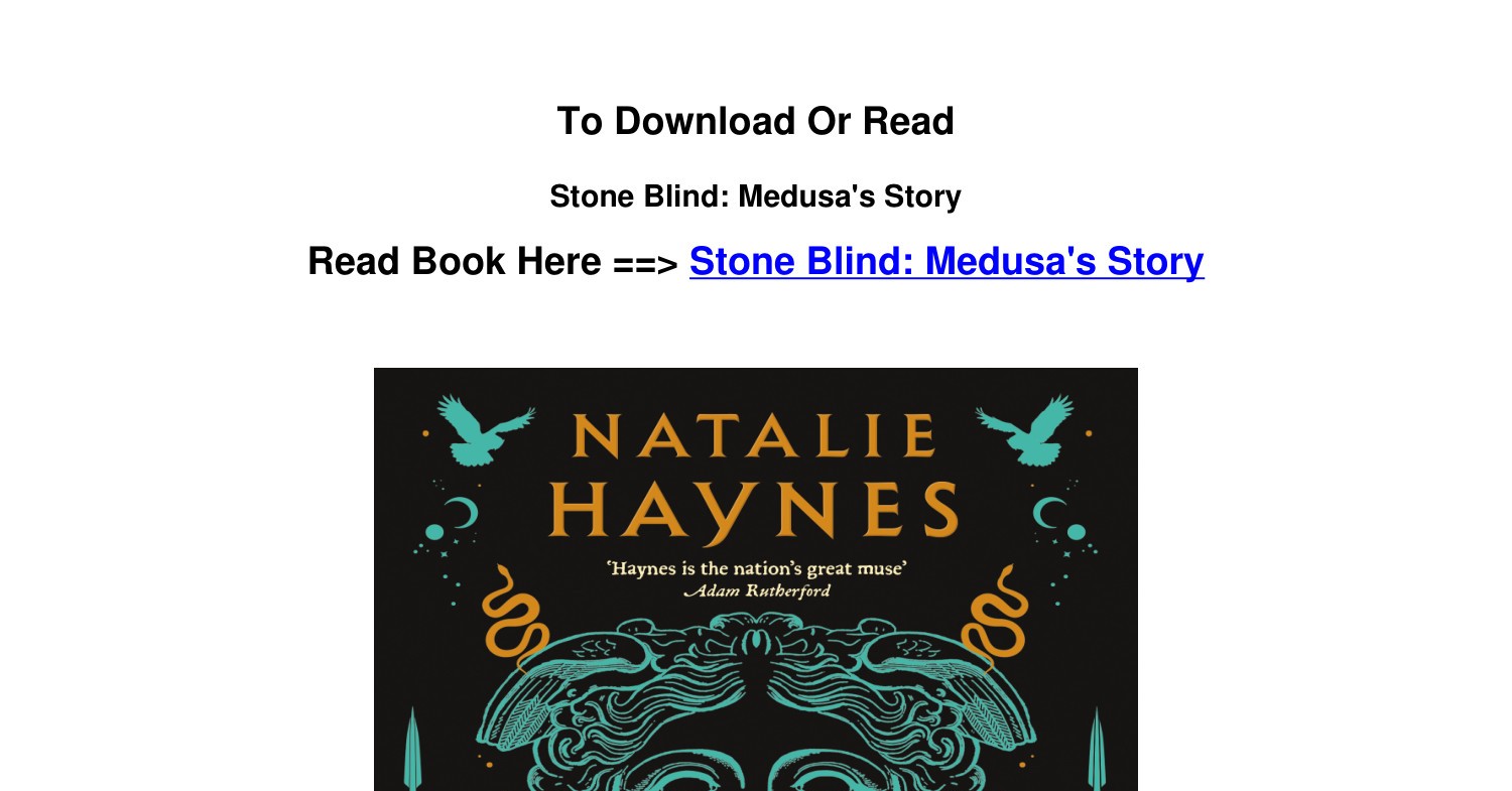 download PDF Stone Blind Medusa s Story By Natalie Haynes.pdf | DocDroid
