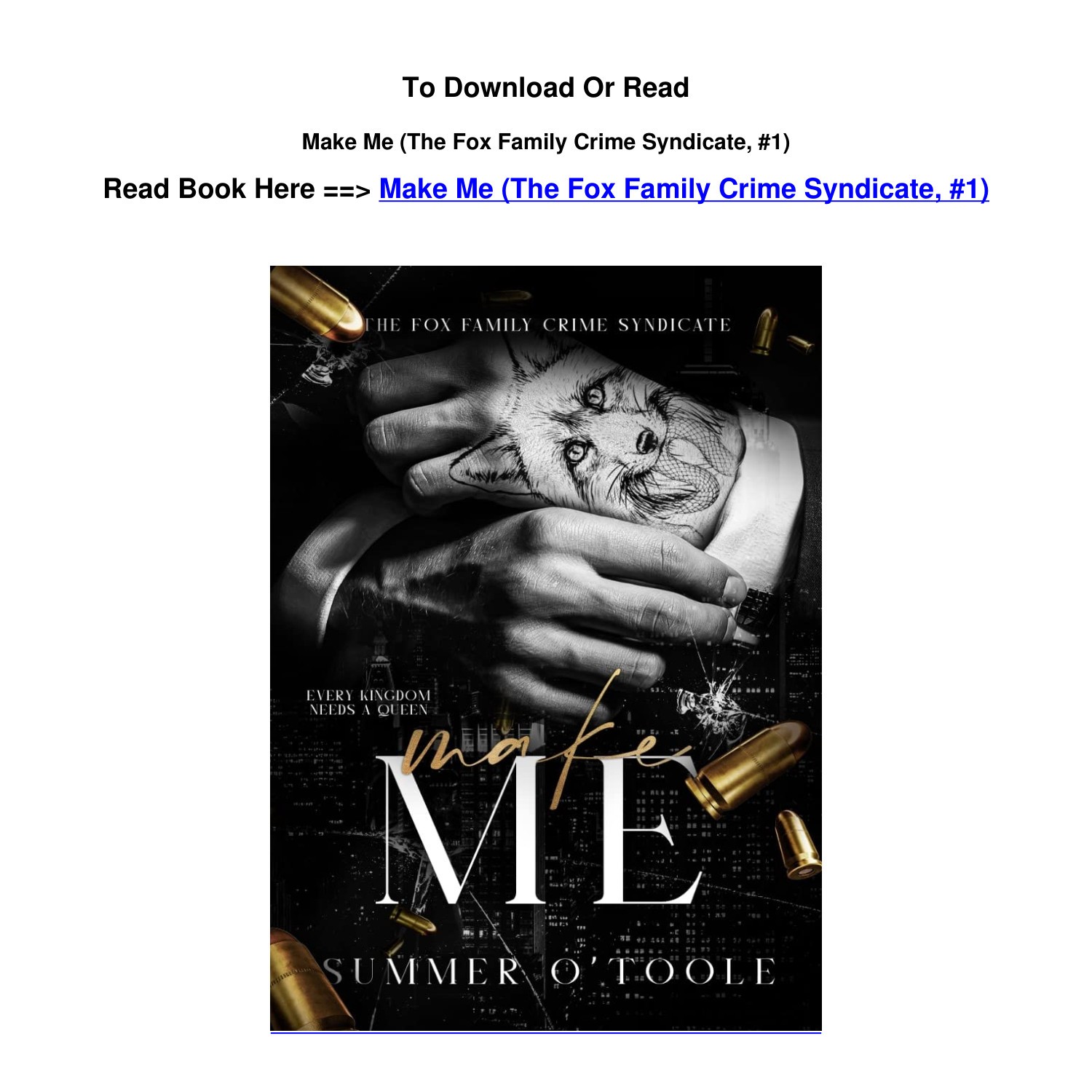 PDF Download Make Me The Fox Family Crime Syndicate 1 By Summer O Toole ...