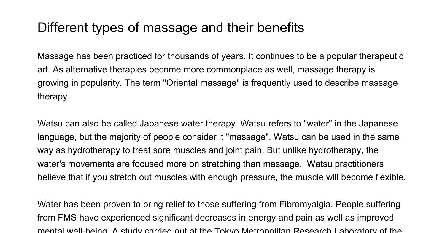 Different types of massage and their Positive Benefitsbjaoc.pdf.pdf | DocDroid