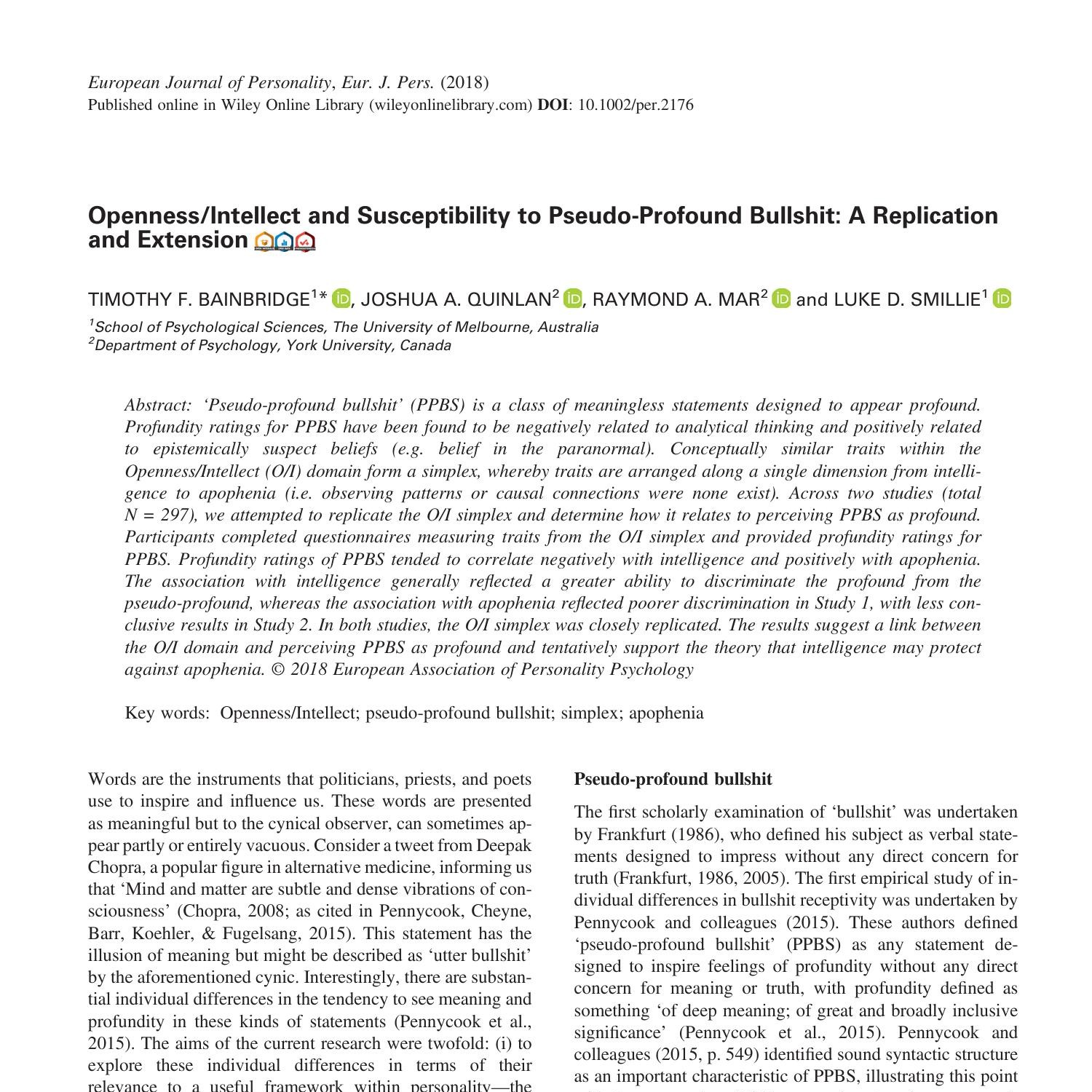 OpennessIntellect and Susceptibility to Pseudo-Profound Bullshit A Replication.pdf | DocDroid