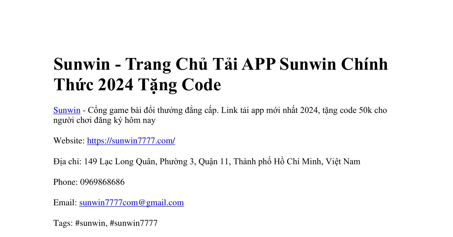 Sunwin - Trang Chủ Tải APP Sunwin Chính Thức 2024 Tặng Code.docx | DocDroid