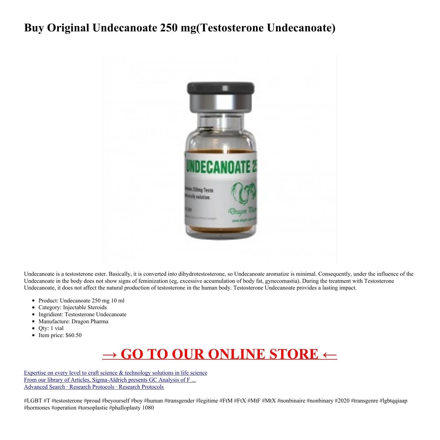 Buy Original Undecanoate 250 mg(Testosterone Undecanoate) by Dragon ...