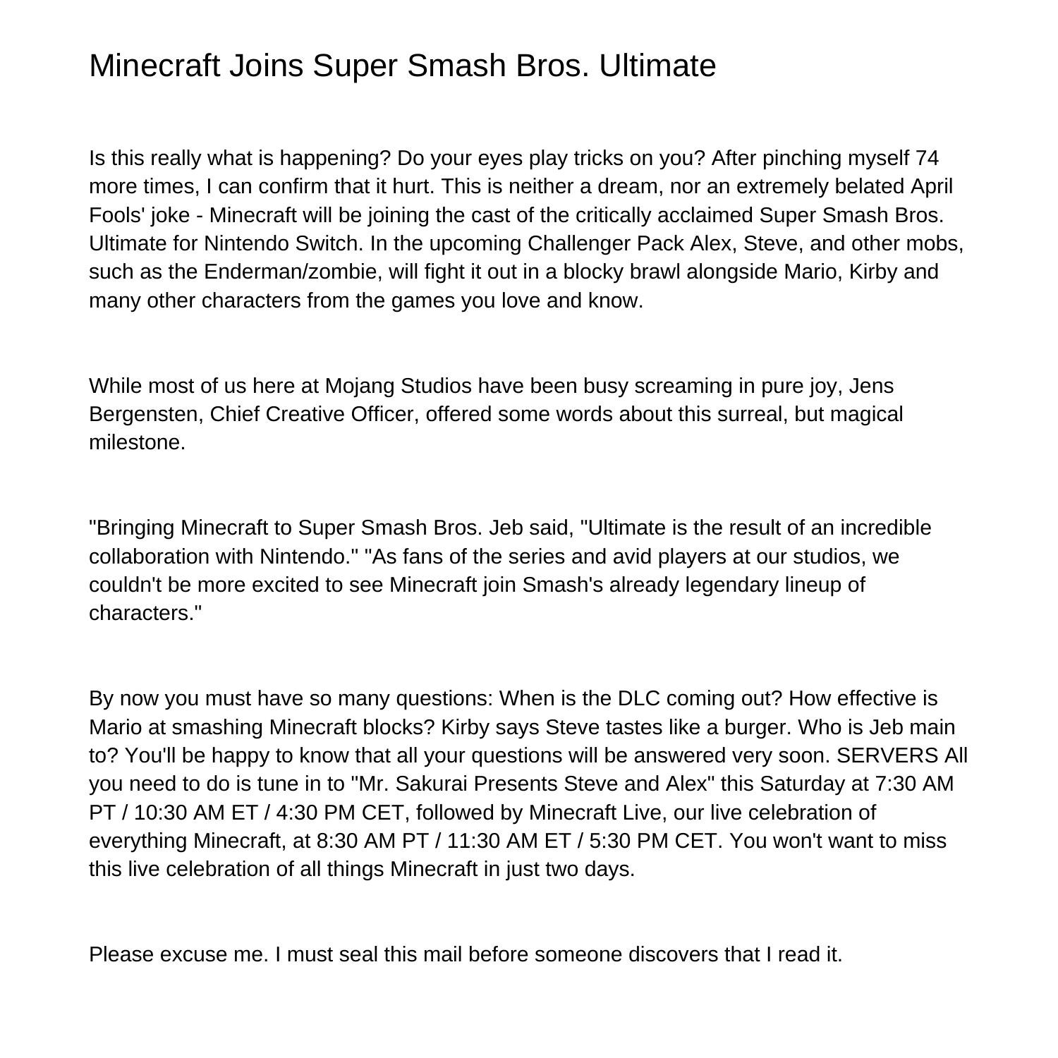 Minecraft Joins Super Smash Bros Ultimatefzbfm.pdf.pdf | DocDroid