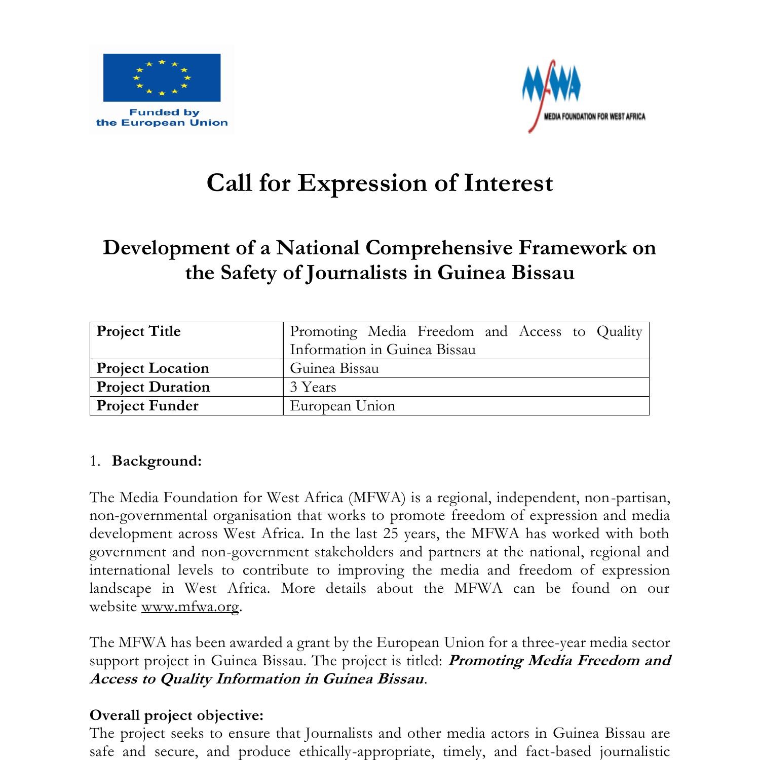 Call Eoi Devt Of Comp Framework On Safety Of Journalists In Gnb Pdf Docdroid