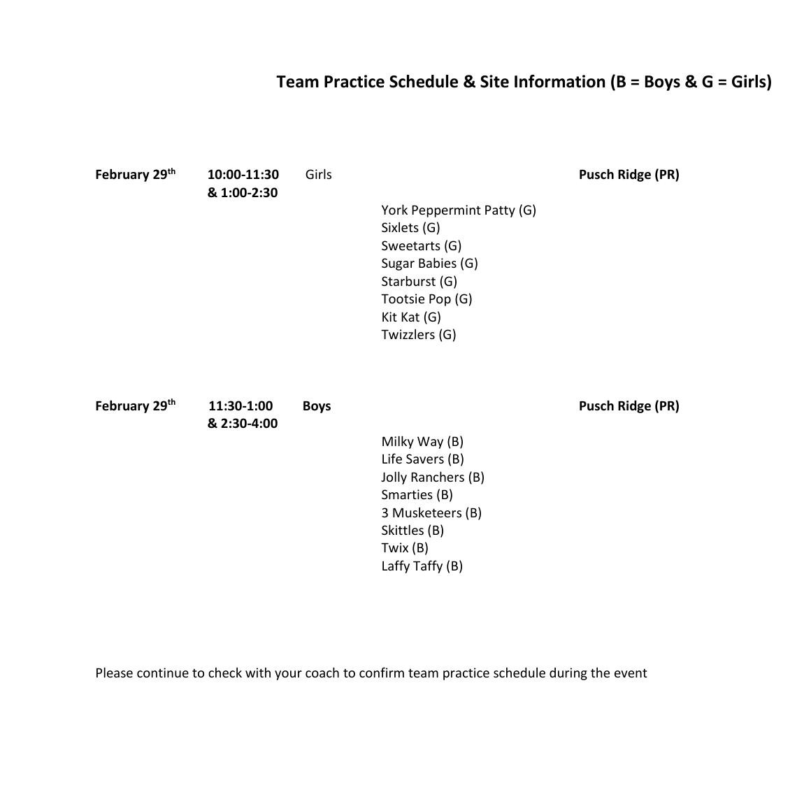 Team practice schedule.doc | DocDroid